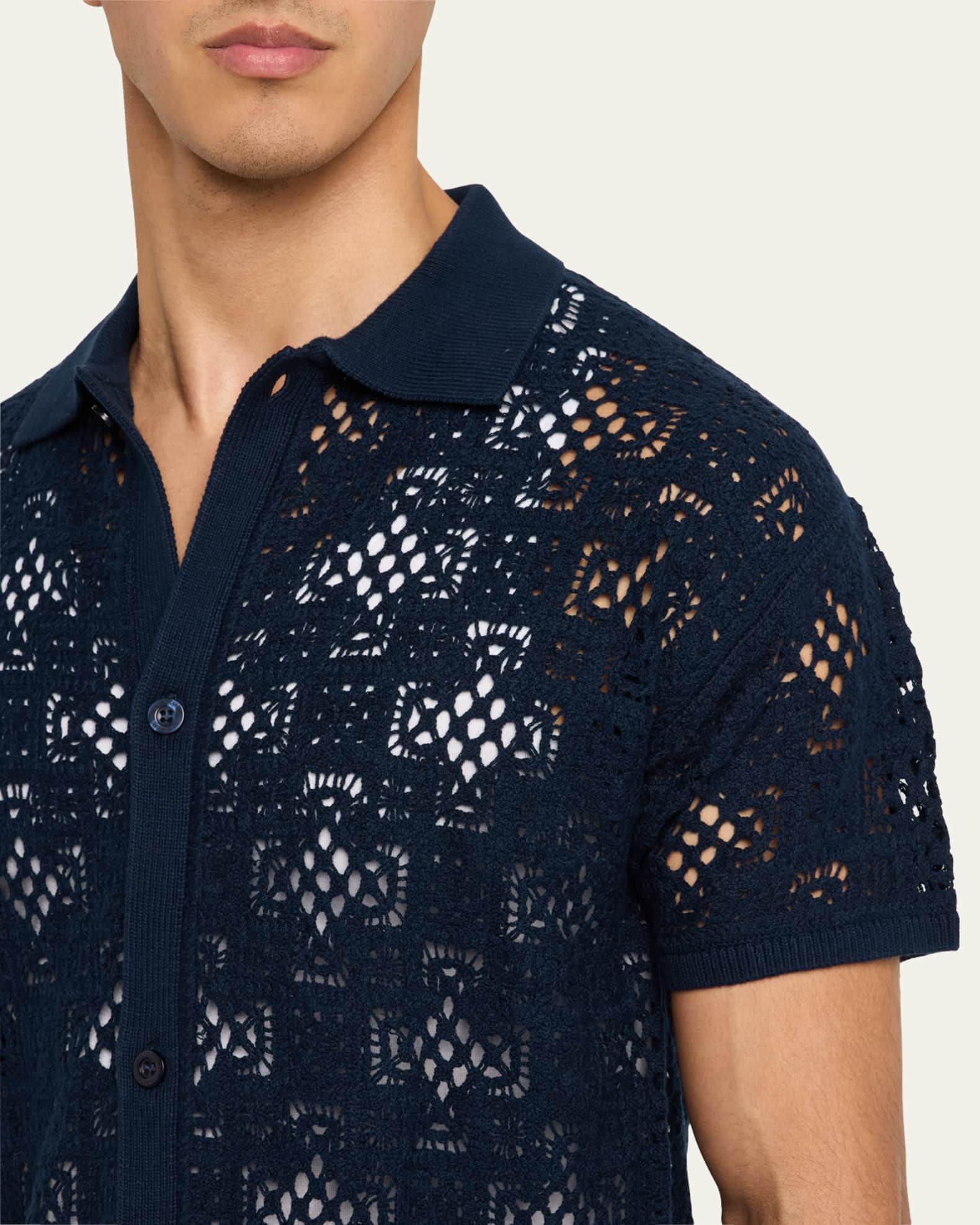 Frescobol Carioca Men's Raul Angra Club Crochet Short-Sleeve Shirt ...