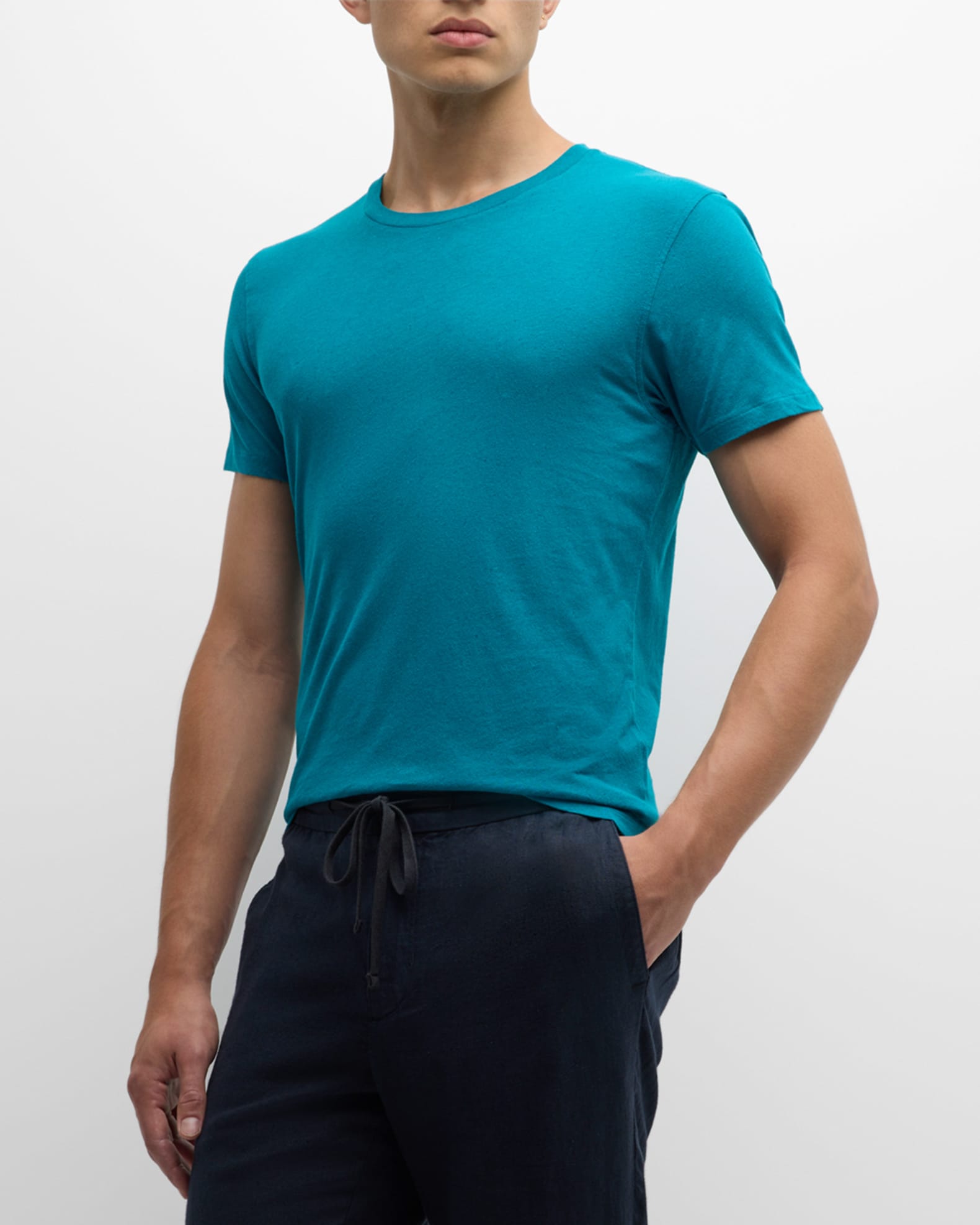 Frescobol Carioca Men's Lucio Cotton and Linen Crewneck T-Shirt ...