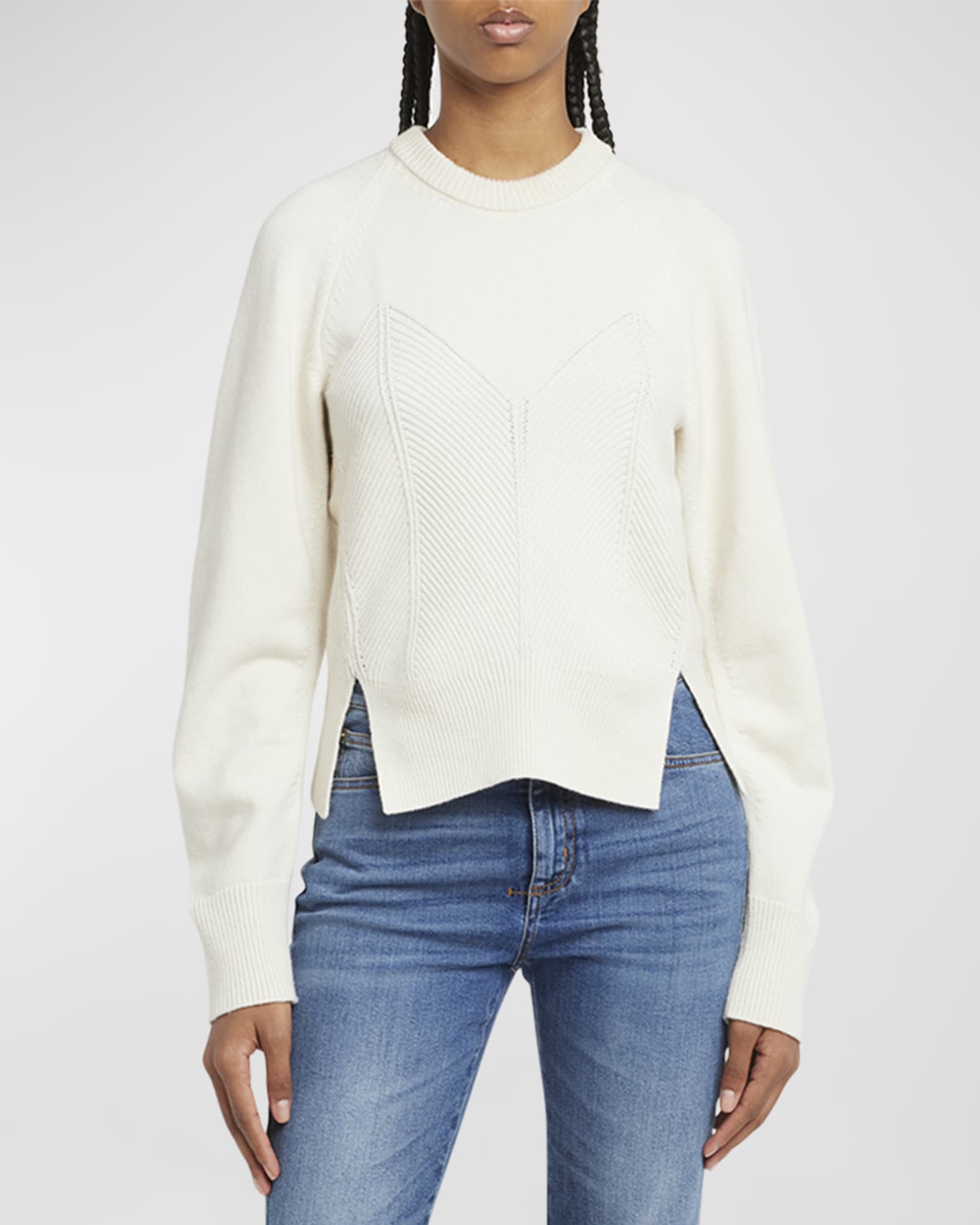 McQueen Cashmere-Blend Corset Seam Sweater | Neiman Marcus