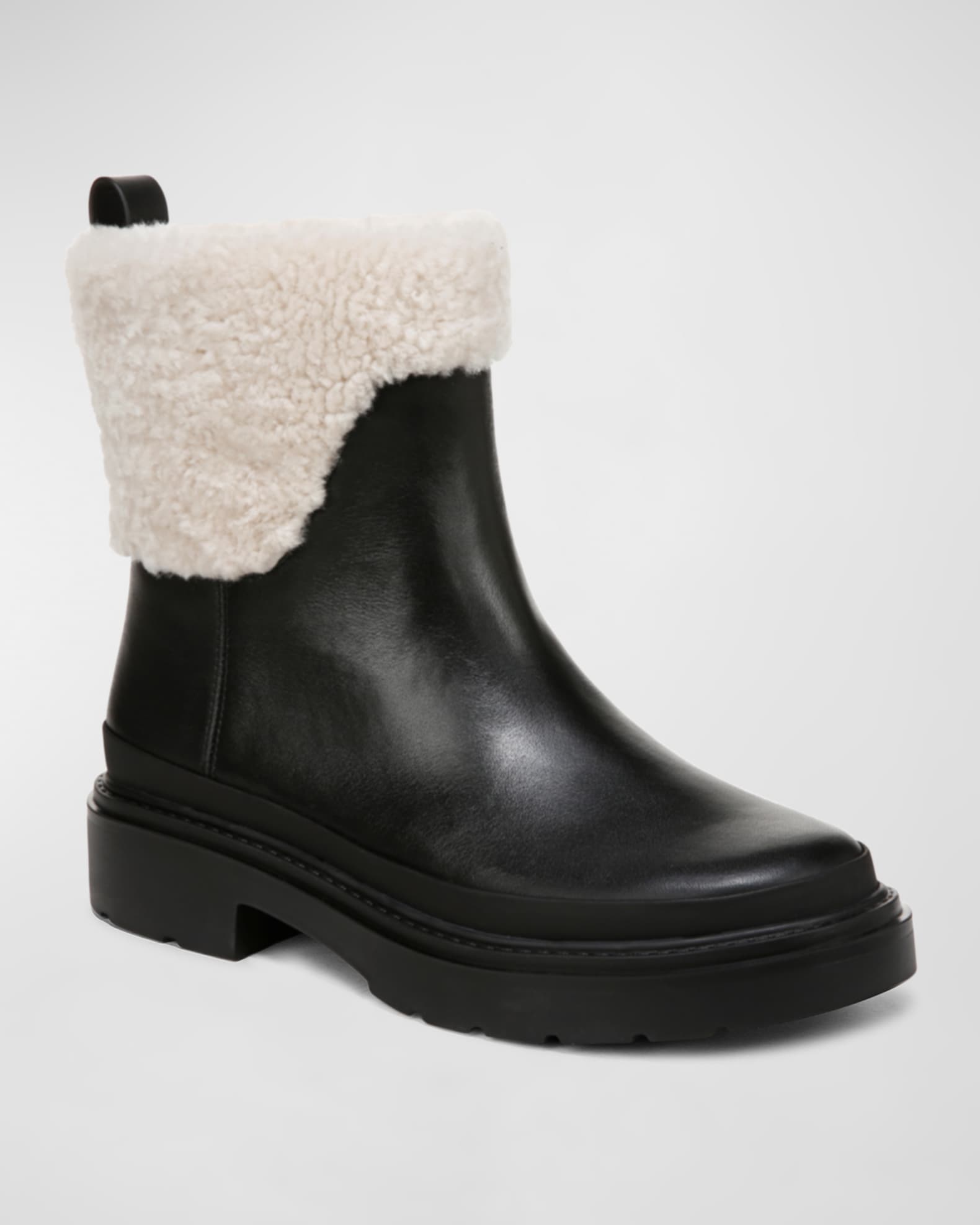Vince Leather Shearling Winter Booties | Neiman Marcus