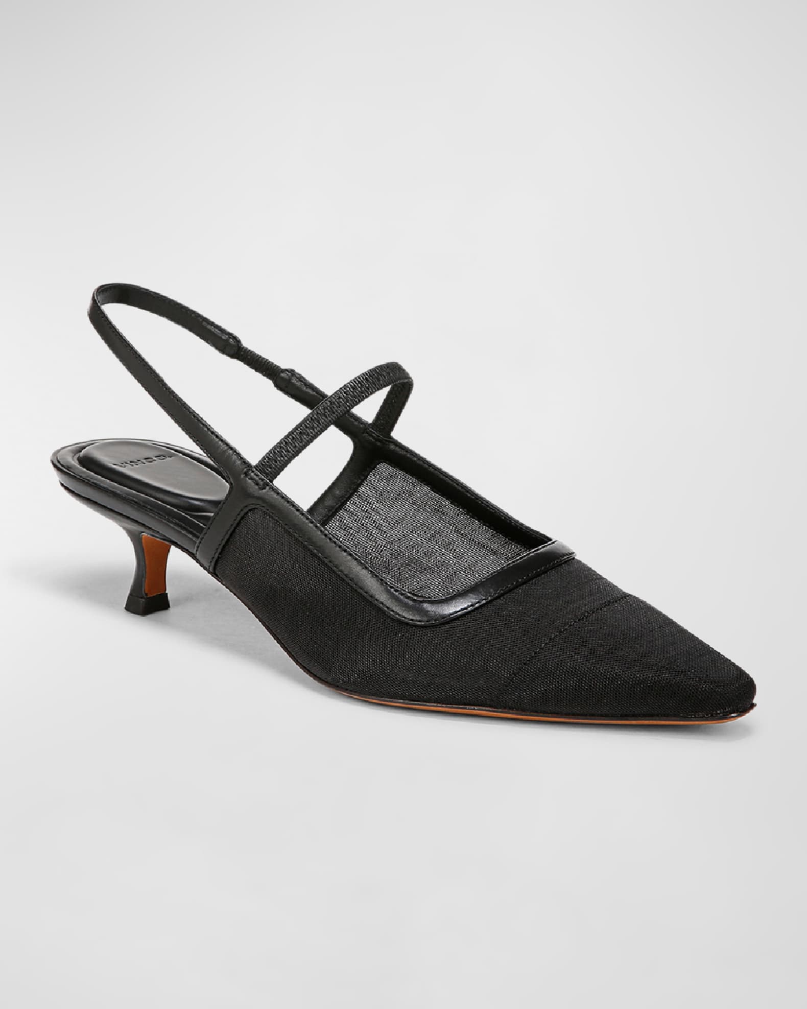 Vince Mesh Leather Kitten Slingback Pumps | Neiman Marcus