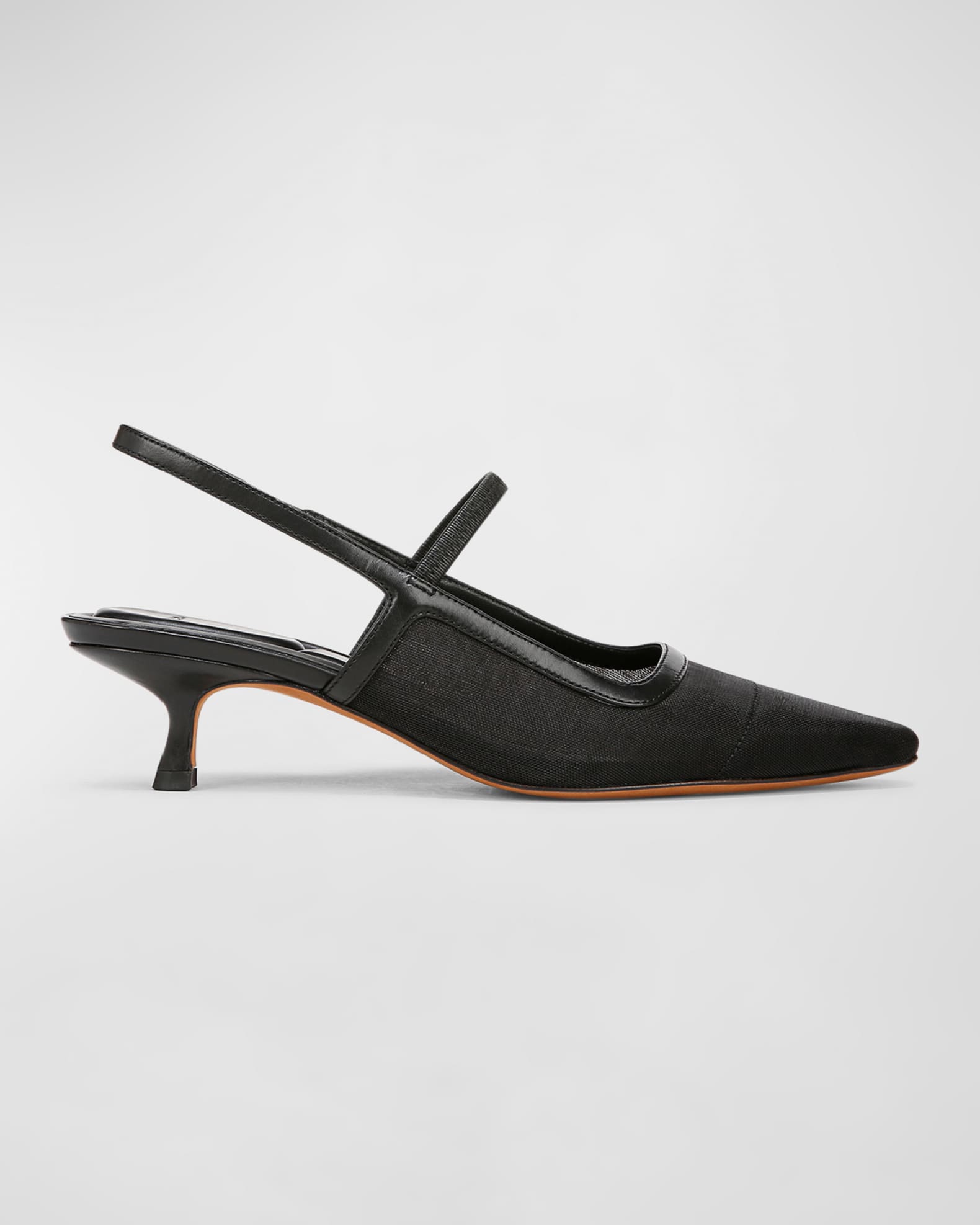 Vince Mesh Leather Kitten Slingback Pumps | Neiman Marcus
