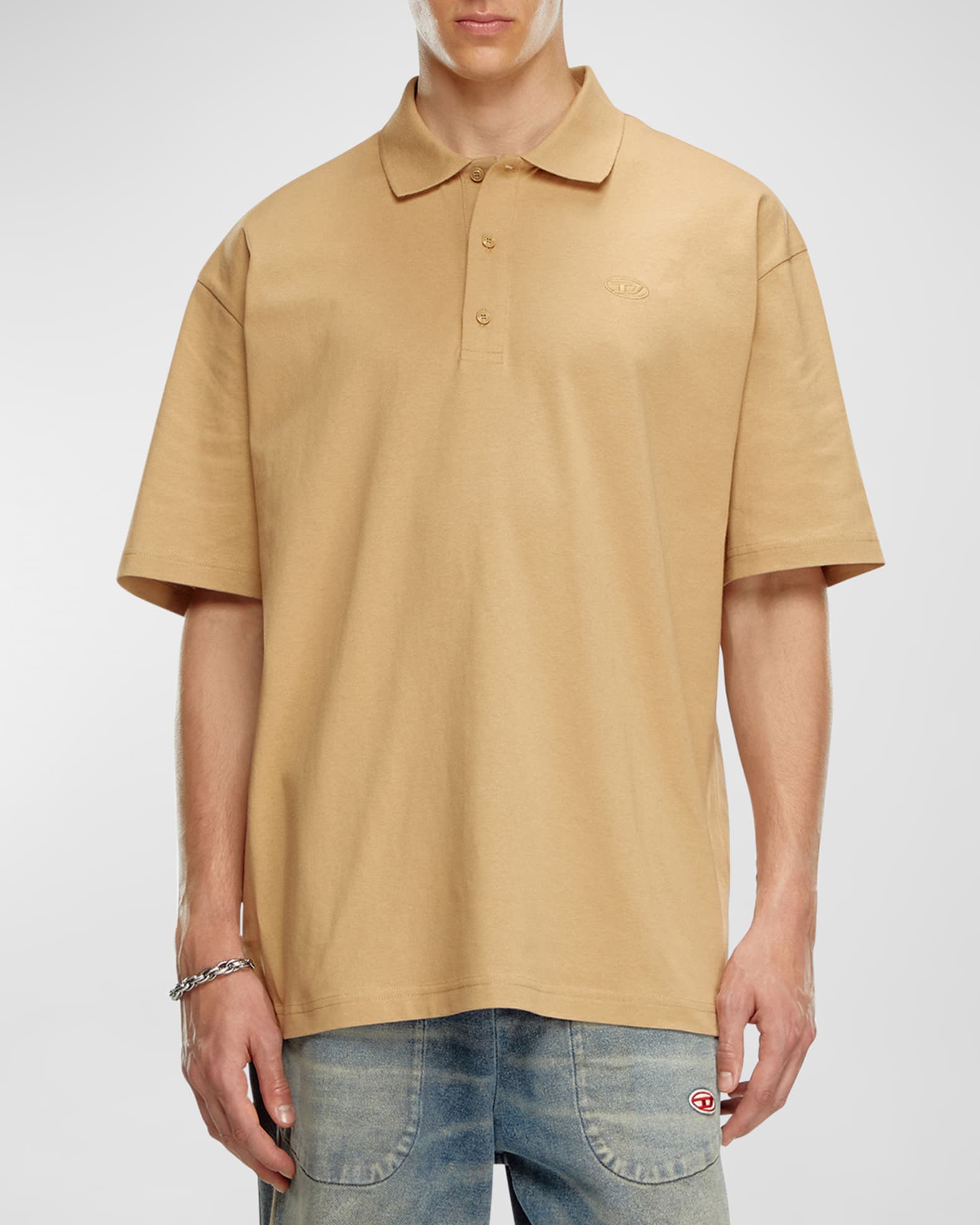 Diesel Men's Polo Shirt with Tonal Oval D Logo | Neiman Marcus