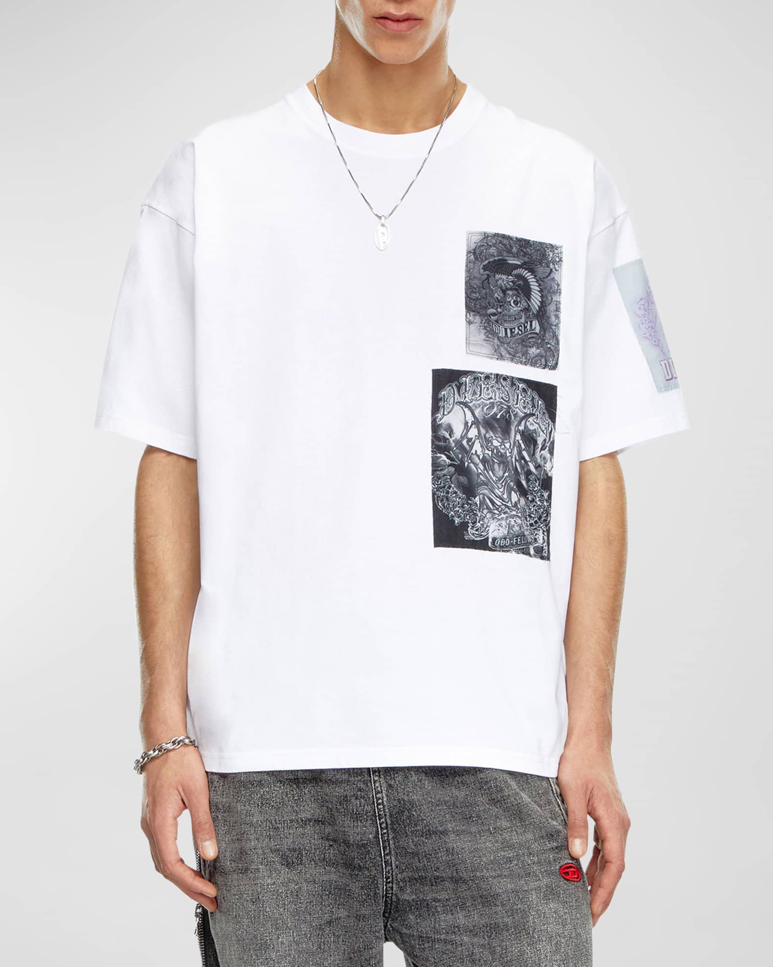 Diesel Men's T-Shirt with Printed Patches | Neiman Marcus