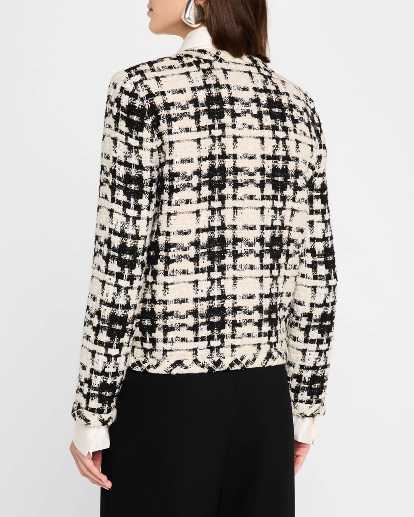 St. John Metallic Eyelash Tweed Plaid Jacket | Neiman Marcus