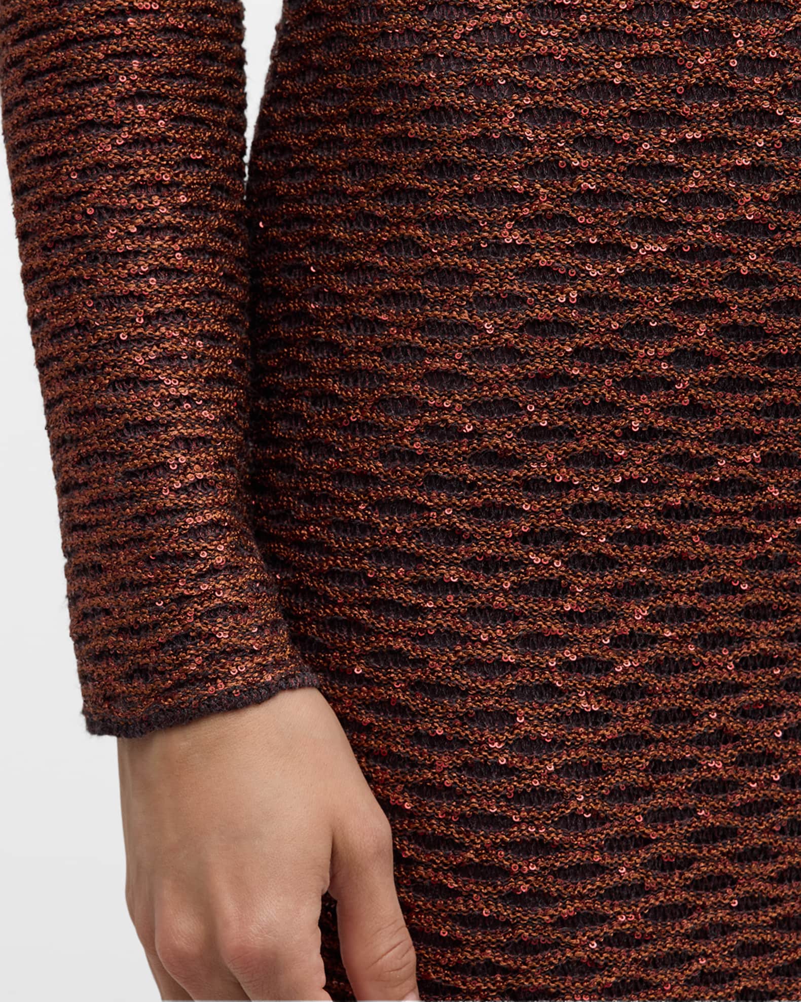 St. John Sequined Sheer Fishnet Knit Column Gown | Neiman Marcus