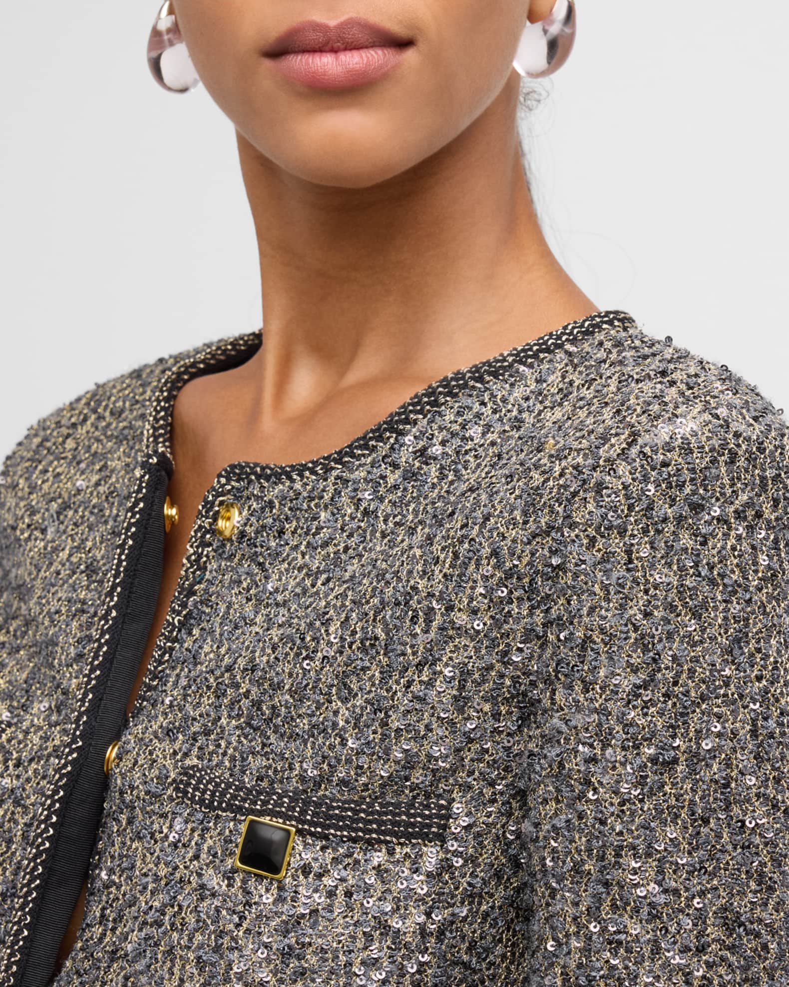 St. John Sequined Metallic Knit Jacket | Neiman Marcus