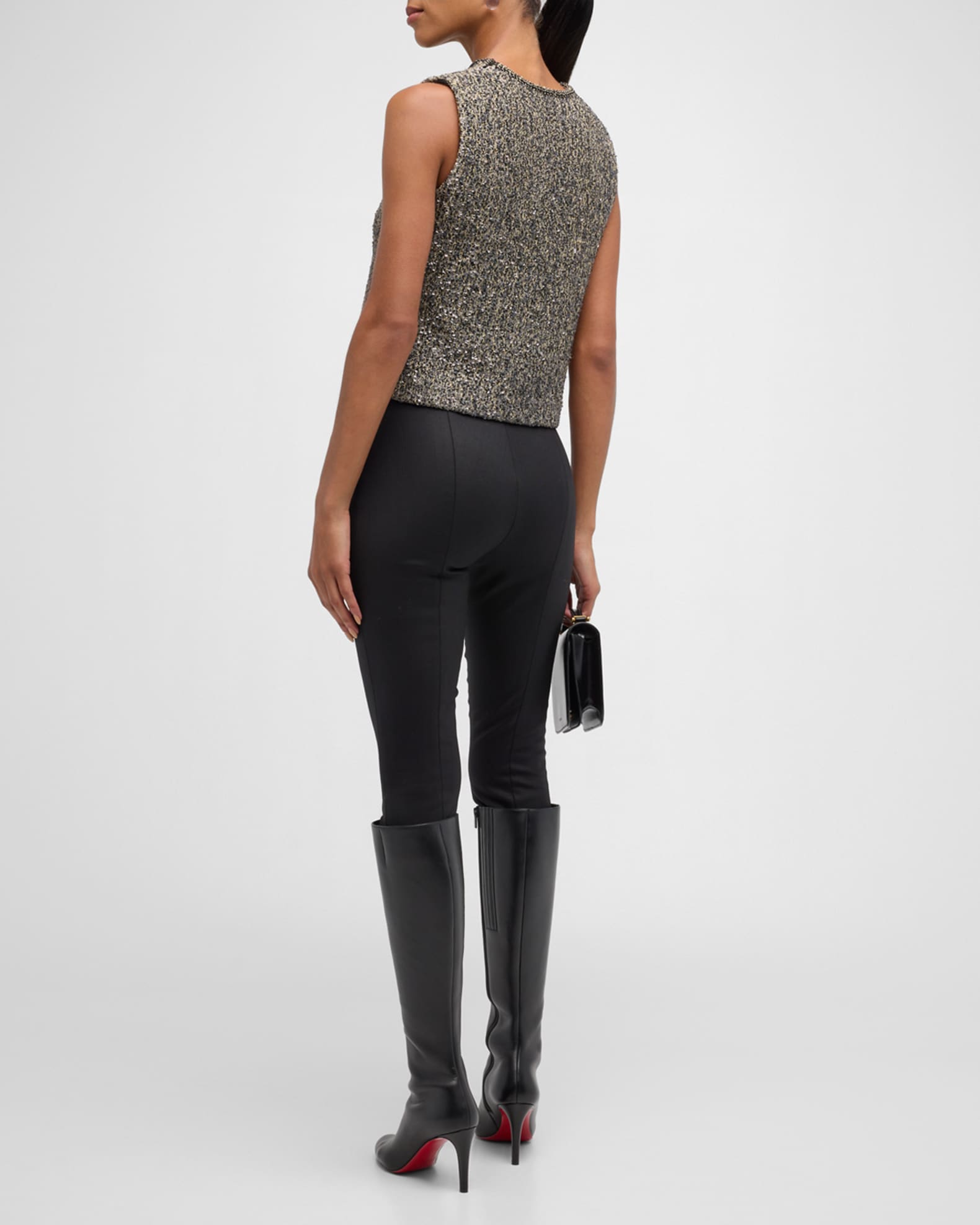 St. John Sequined Stretch Metallic Knit Sweater | Neiman Marcus