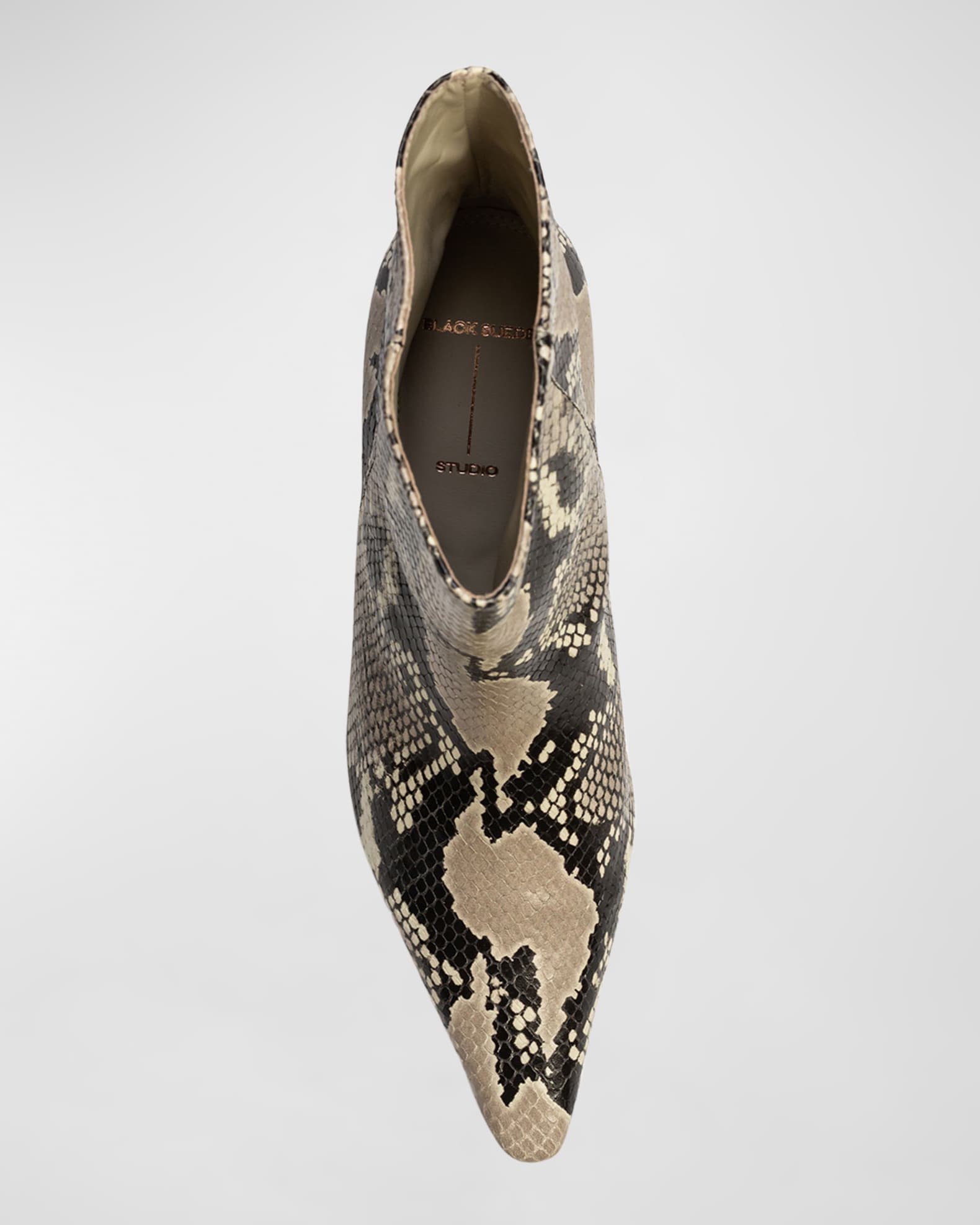 Black Suede Studio Avenue Snake-Embossed Ankle Boots | Neiman Marcus