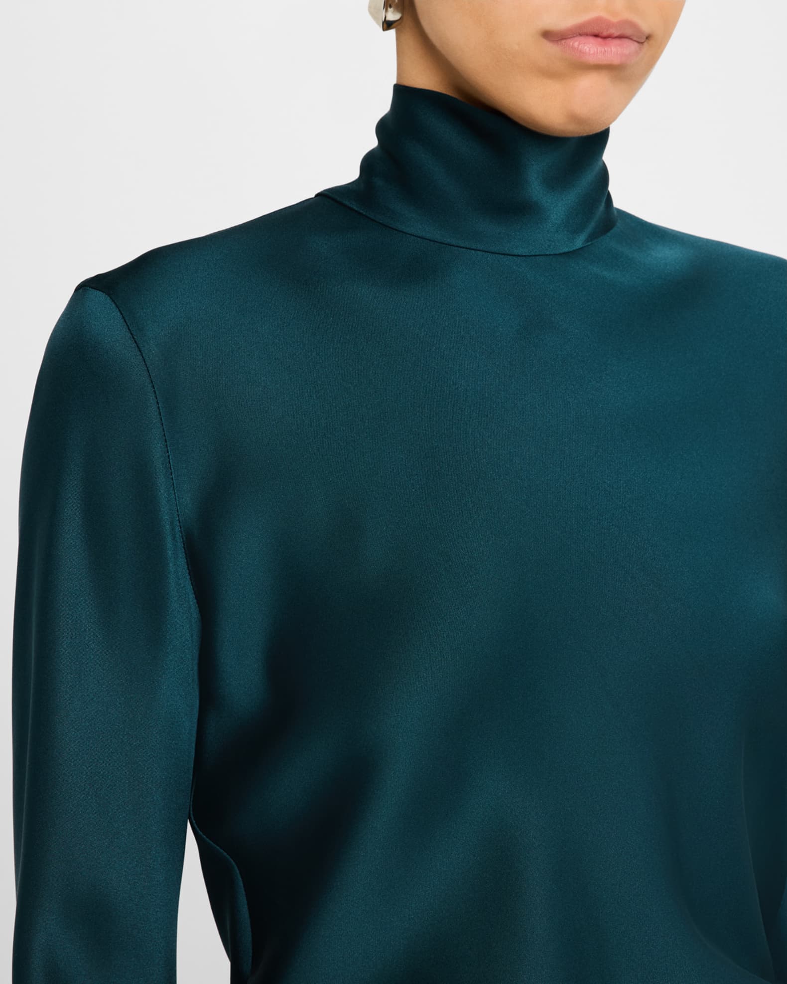 Giorgio Armani Silk Turtleneck Long-Sleeve Blouse | Neiman Marcus