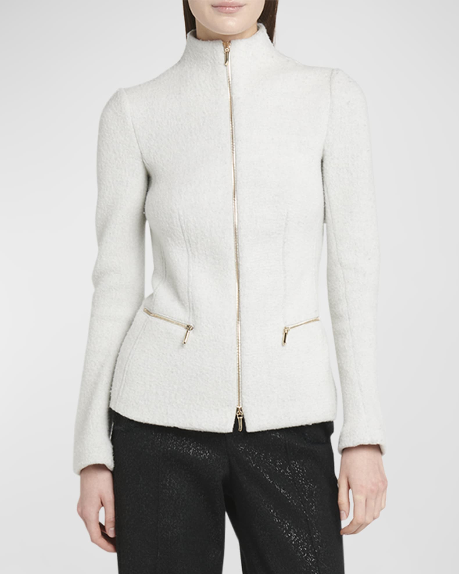 Giorgio Armani Cashmere-Blend Zip-Up Knit Jacket | Neiman Marcus