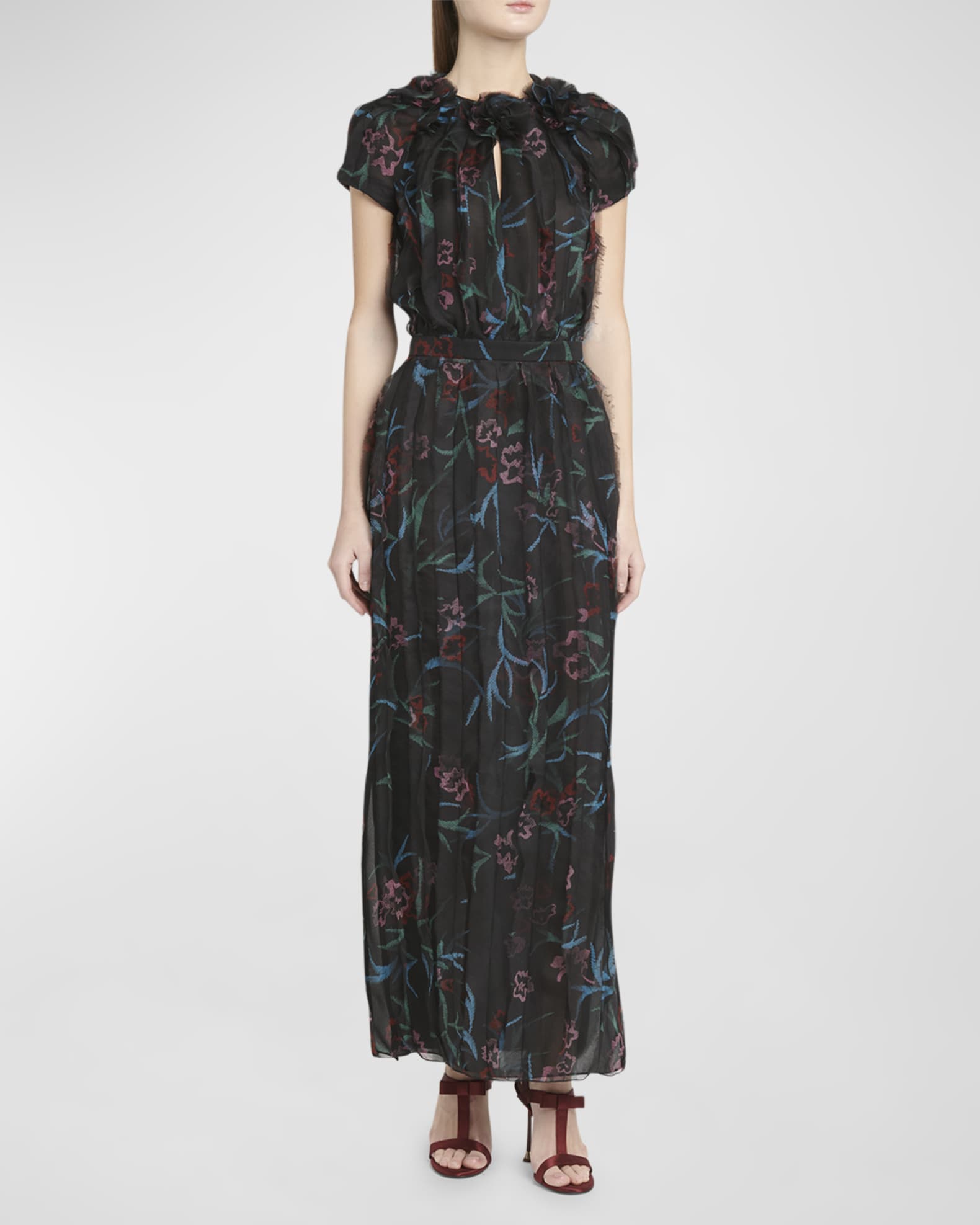 Giorgio Armani Floral Embroidered Organza Gown | Neiman Marcus