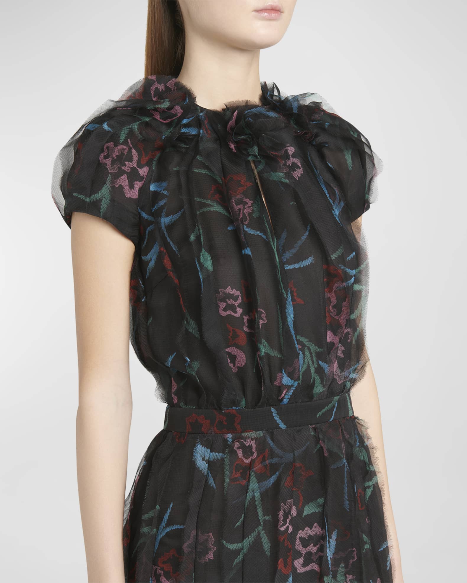 Giorgio Armani Floral Embroidered Organza Gown | Neiman Marcus