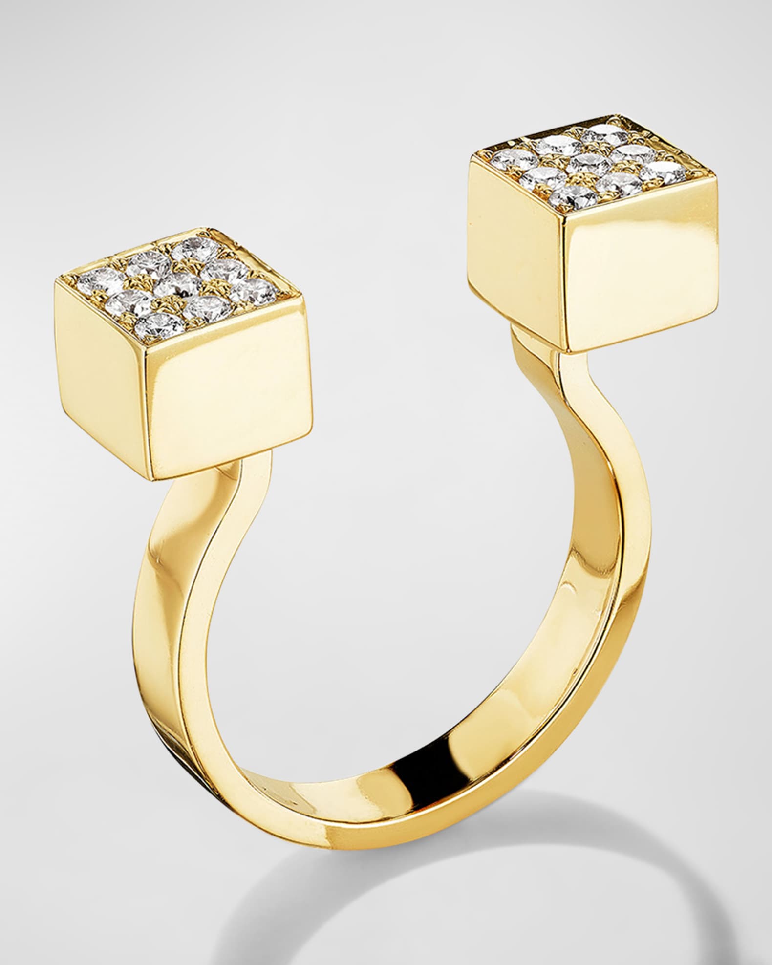 Mimi So 18K Yellow Gold In Between Square Pave Diamond Ring | Neiman Marcus
