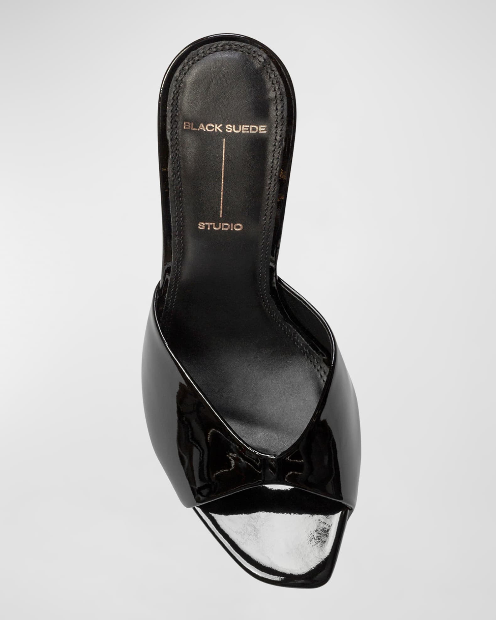 Black Suede Studio Nori Snake-Embossed Stiletto Mules | Neiman Marcus