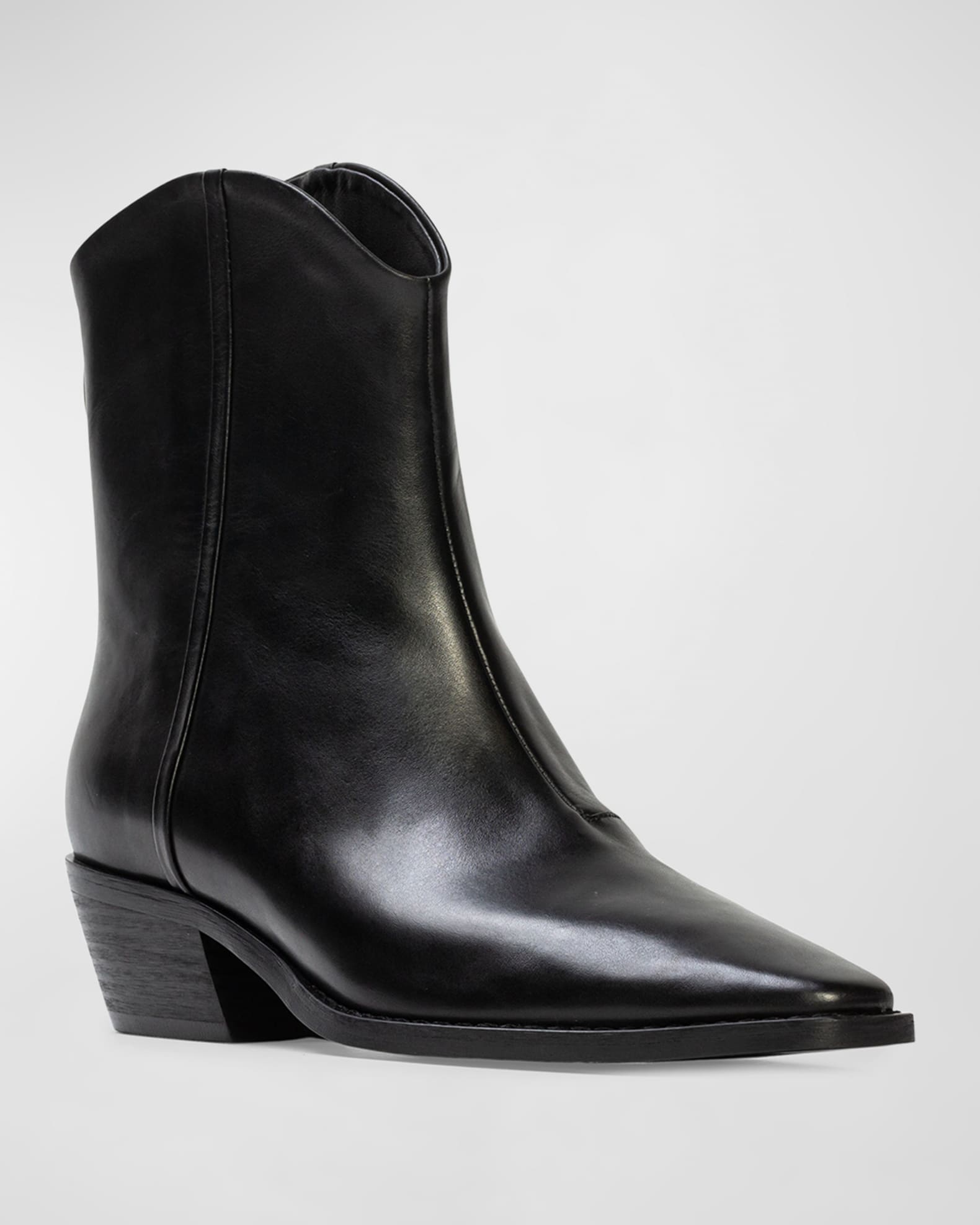 Black Suede Studio Reed Suede Cowboy Ankle Boots | Neiman Marcus