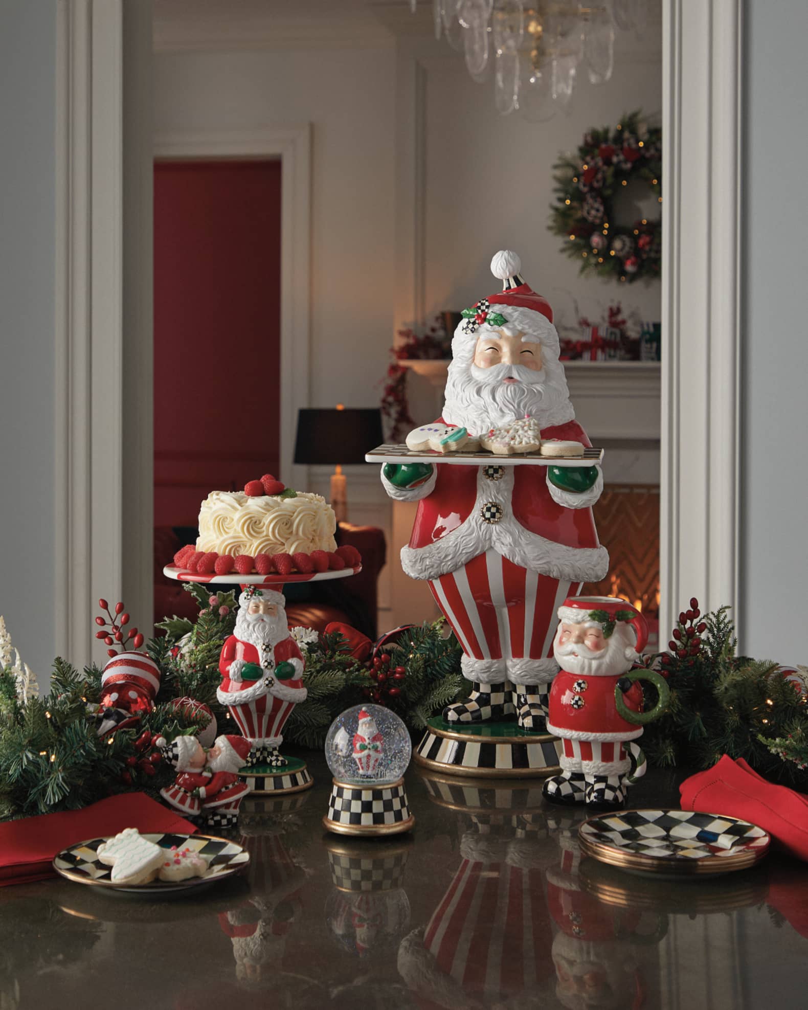 MacKenzie-Childs Nick's Pick Santa Courtly Check Snowglobe | Neiman Marcus