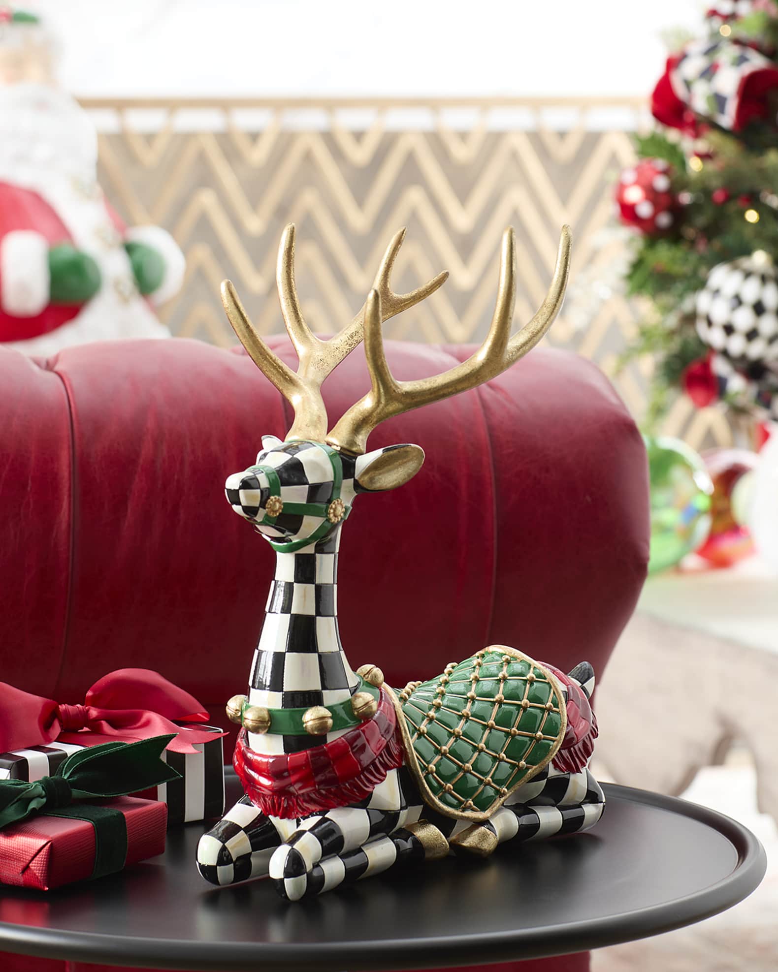 MacKenzie-Childs Nick's Pick Holly Jolly Courtly Check Deer Resting ...