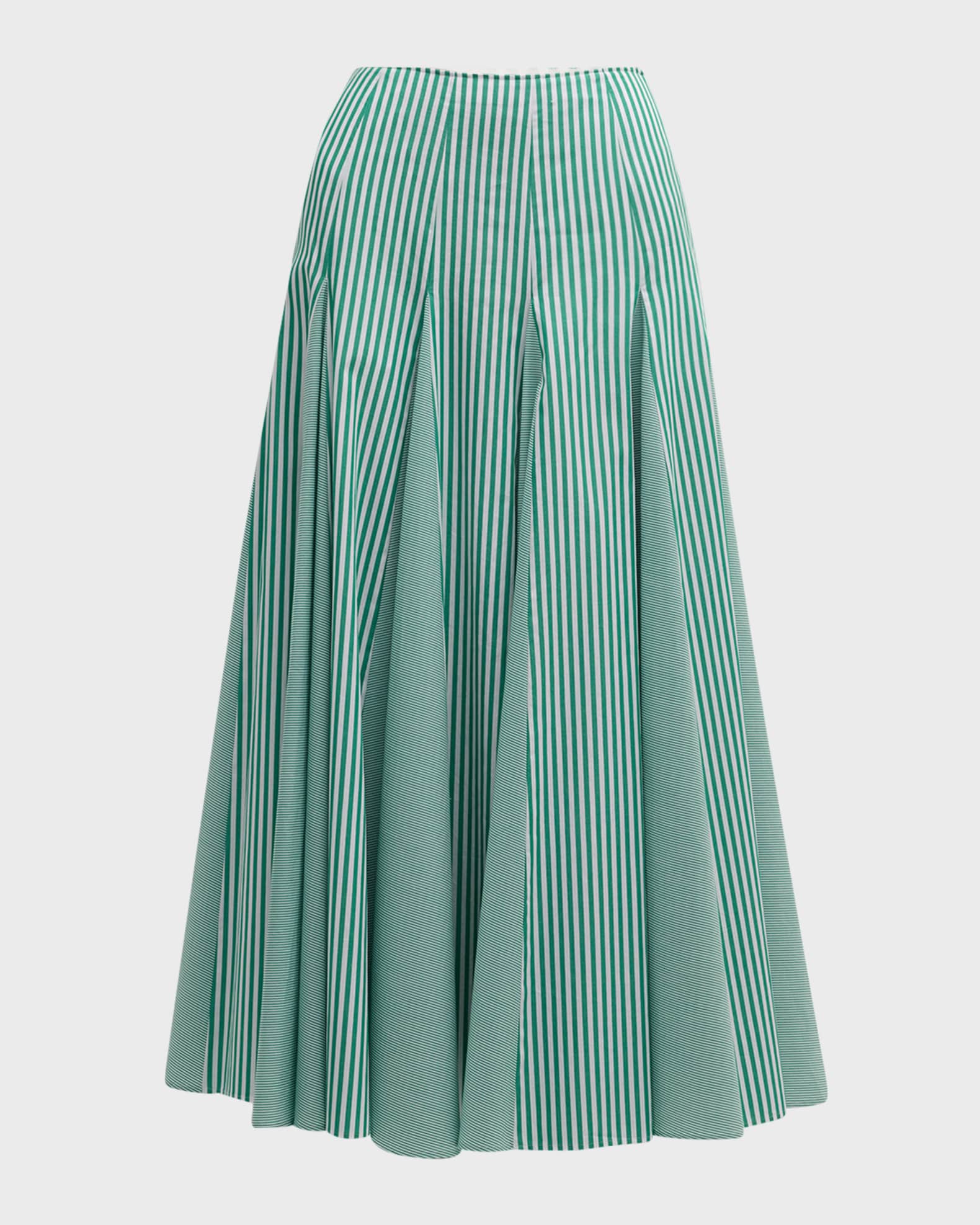 Adeam Bruna Striped Godet Midi Skirt Neiman Marcus