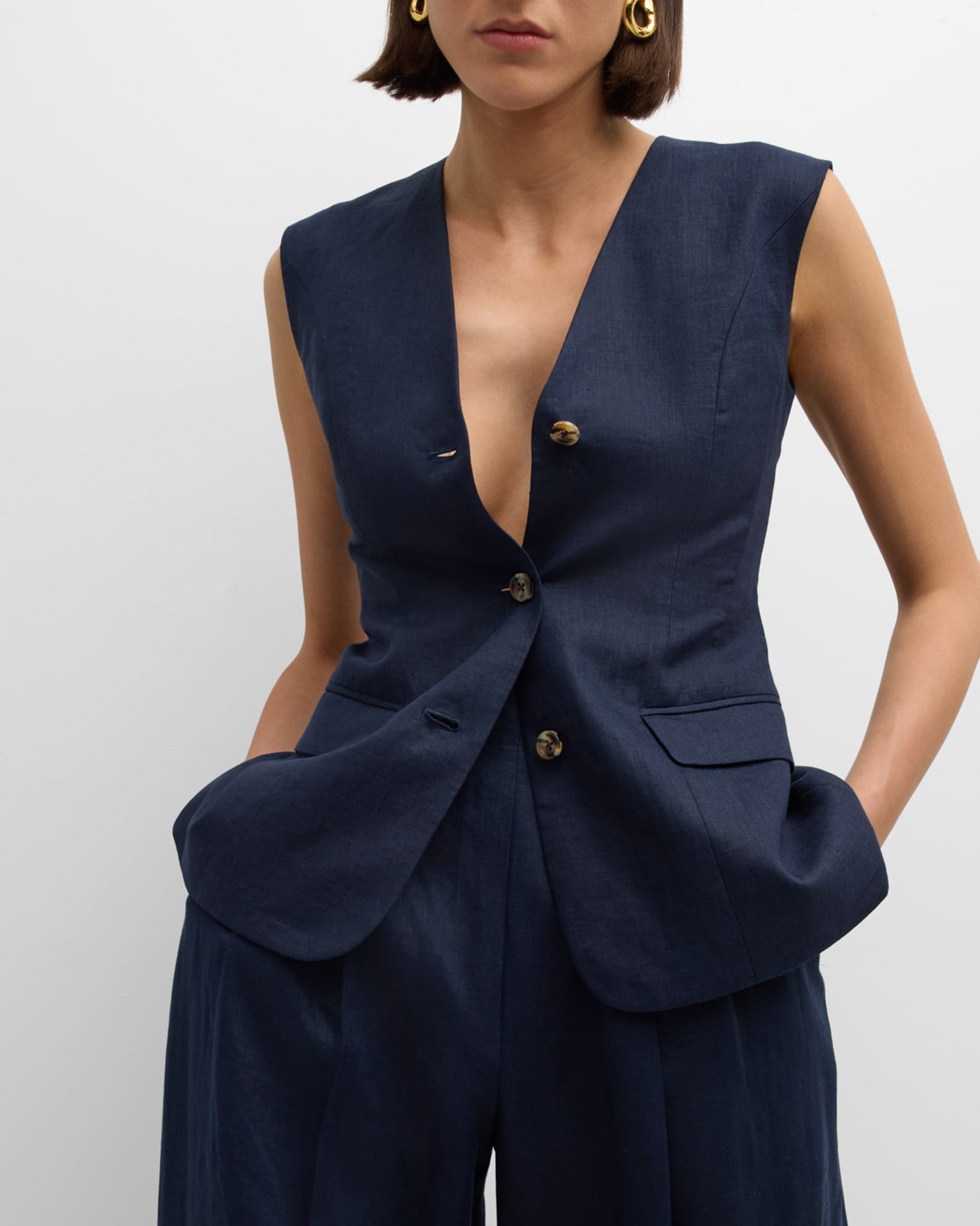 ADEAM Lucia Linen Vest Top | Neiman Marcus