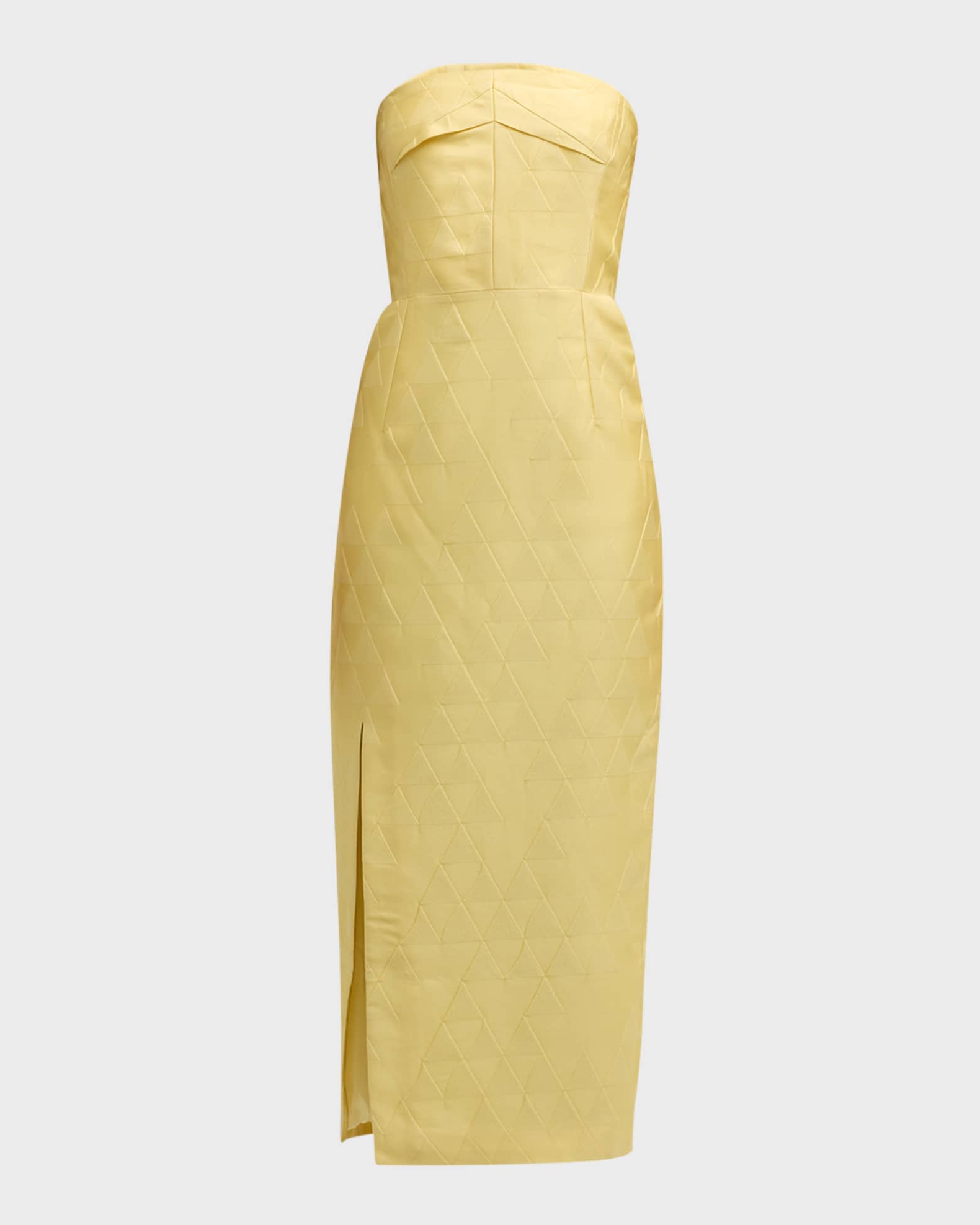 Emilia Wickstead Pola Strapless Triangle Jacquard Slit Midi Dress ...