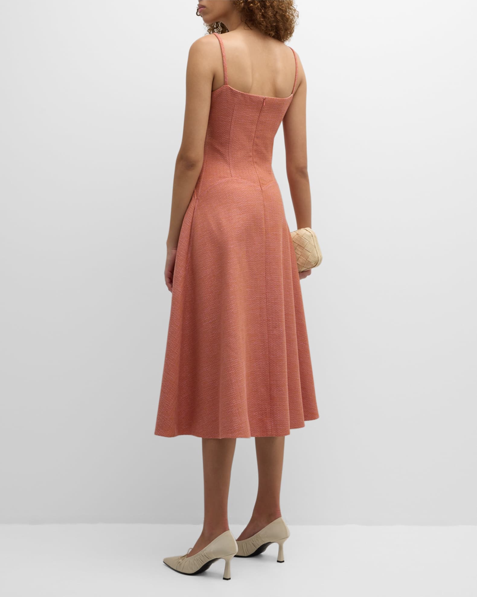 Emilia Wickstead Esha Sleeveless Linen Midi Dress | Neiman Marcus