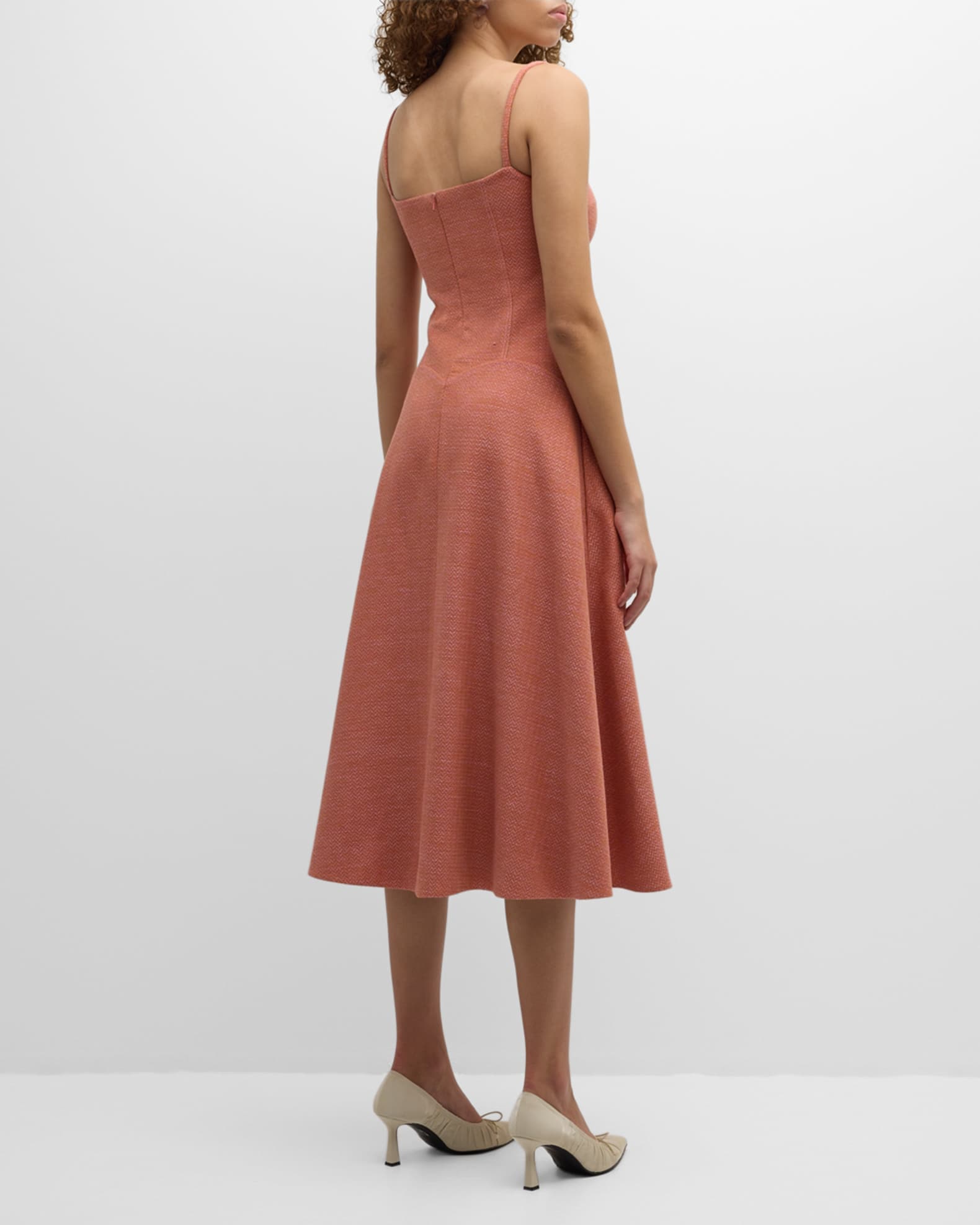 Emilia Wickstead Esha Sleeveless Linen Midi Dress | Neiman Marcus