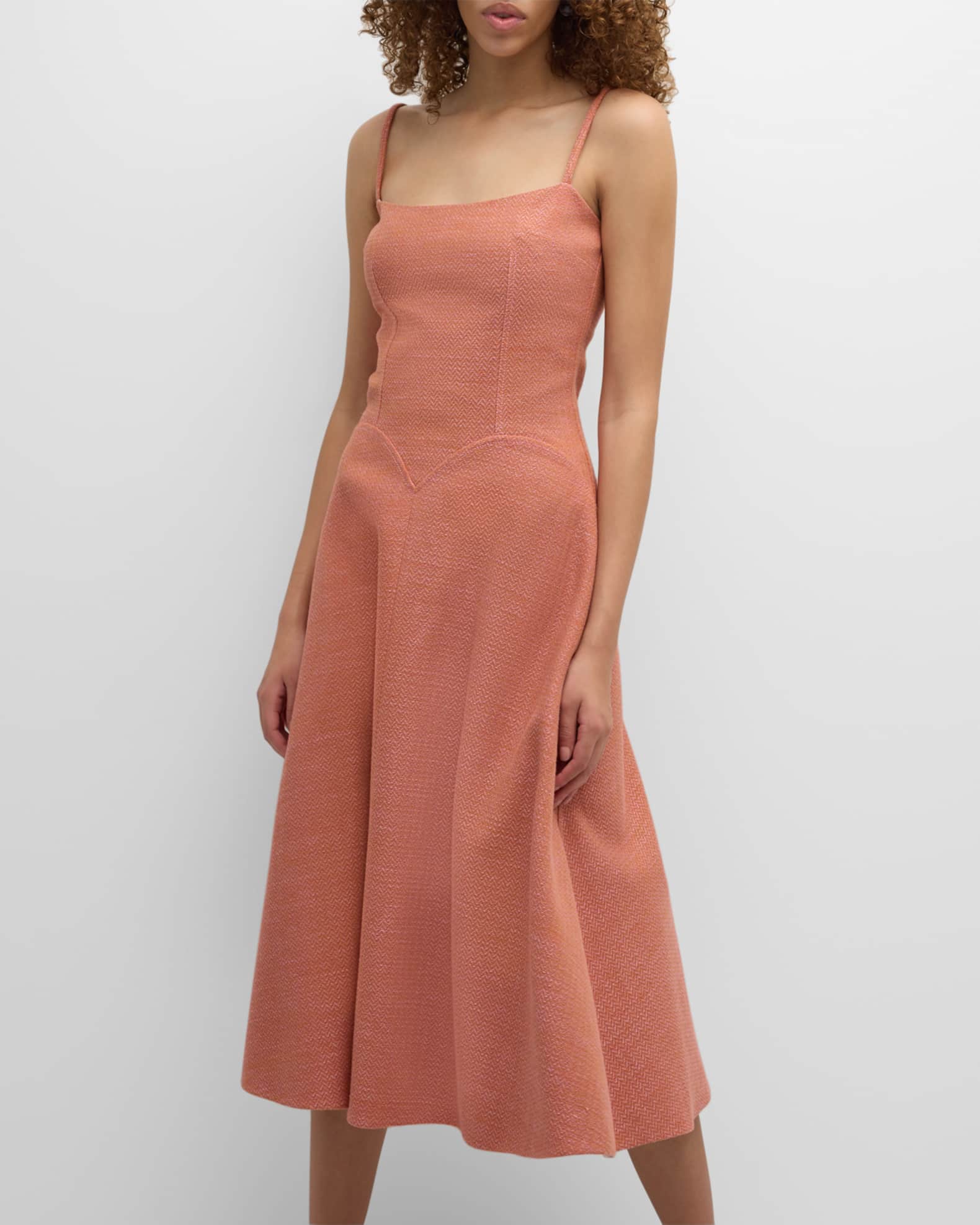 Emilia Wickstead Esha Sleeveless Linen Midi Dress | Neiman Marcus