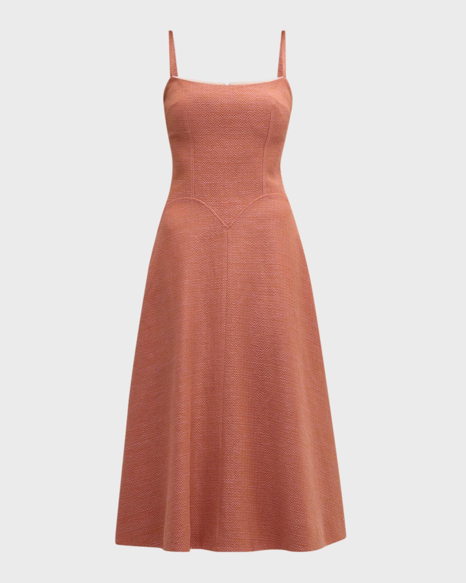 Emilia Wickstead Esha Sleeveless Linen Midi Dress | Neiman Marcus