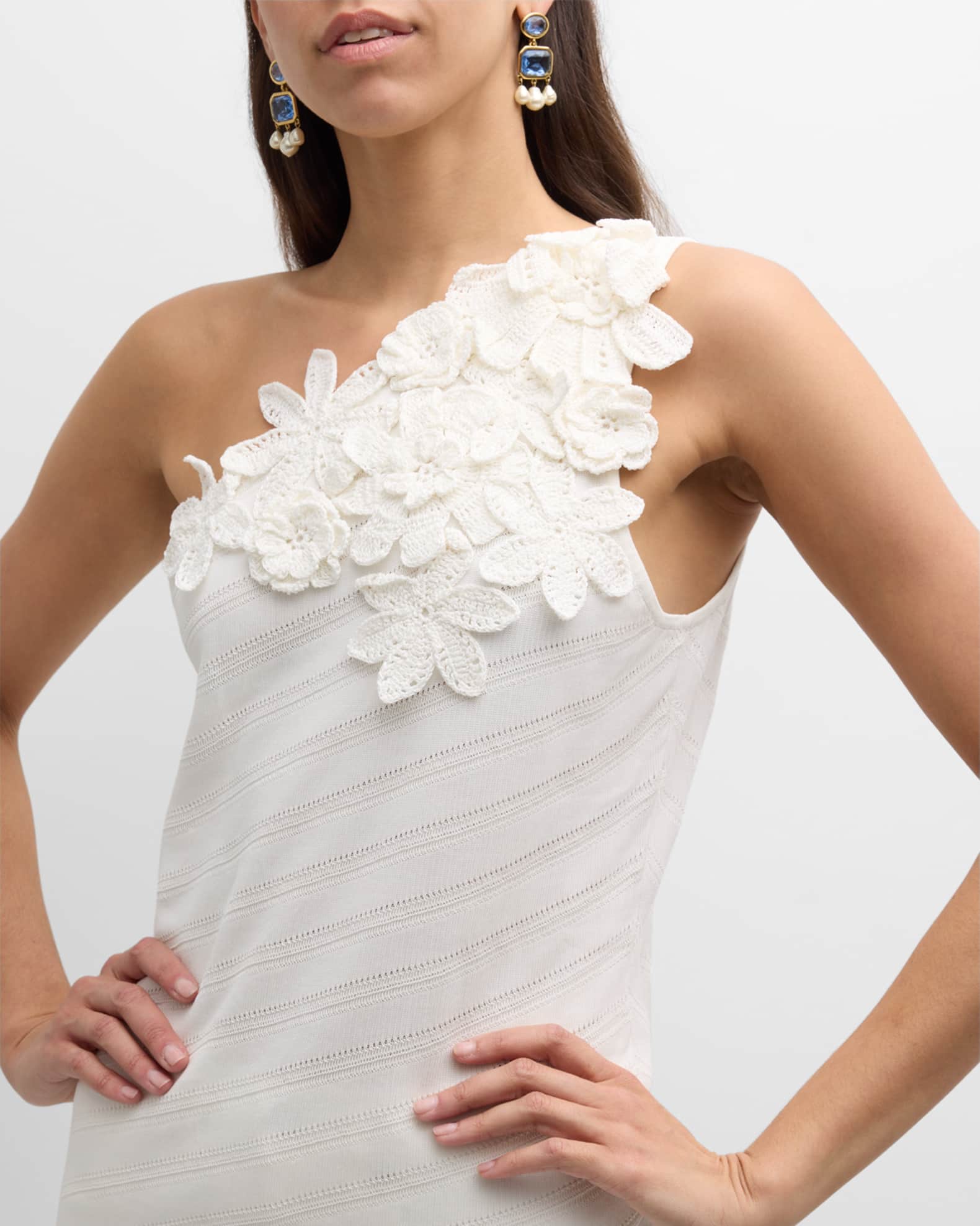 Figue Flower One-Shoulder Capucine Sweater Top | Neiman Marcus
