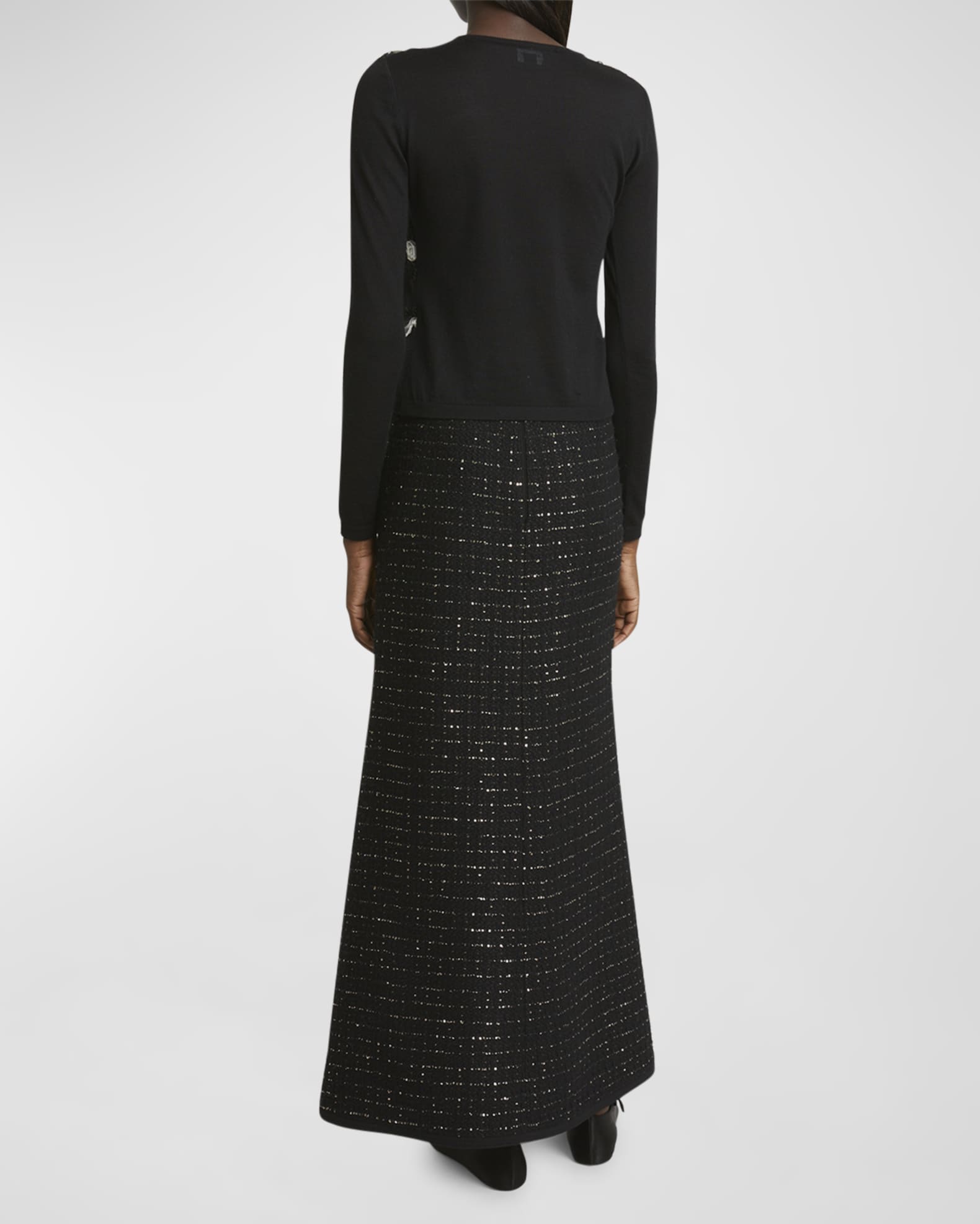 Giambattista Valli Flower Ribbon-Embroidered Long-Sleeve Knit Sweater ...