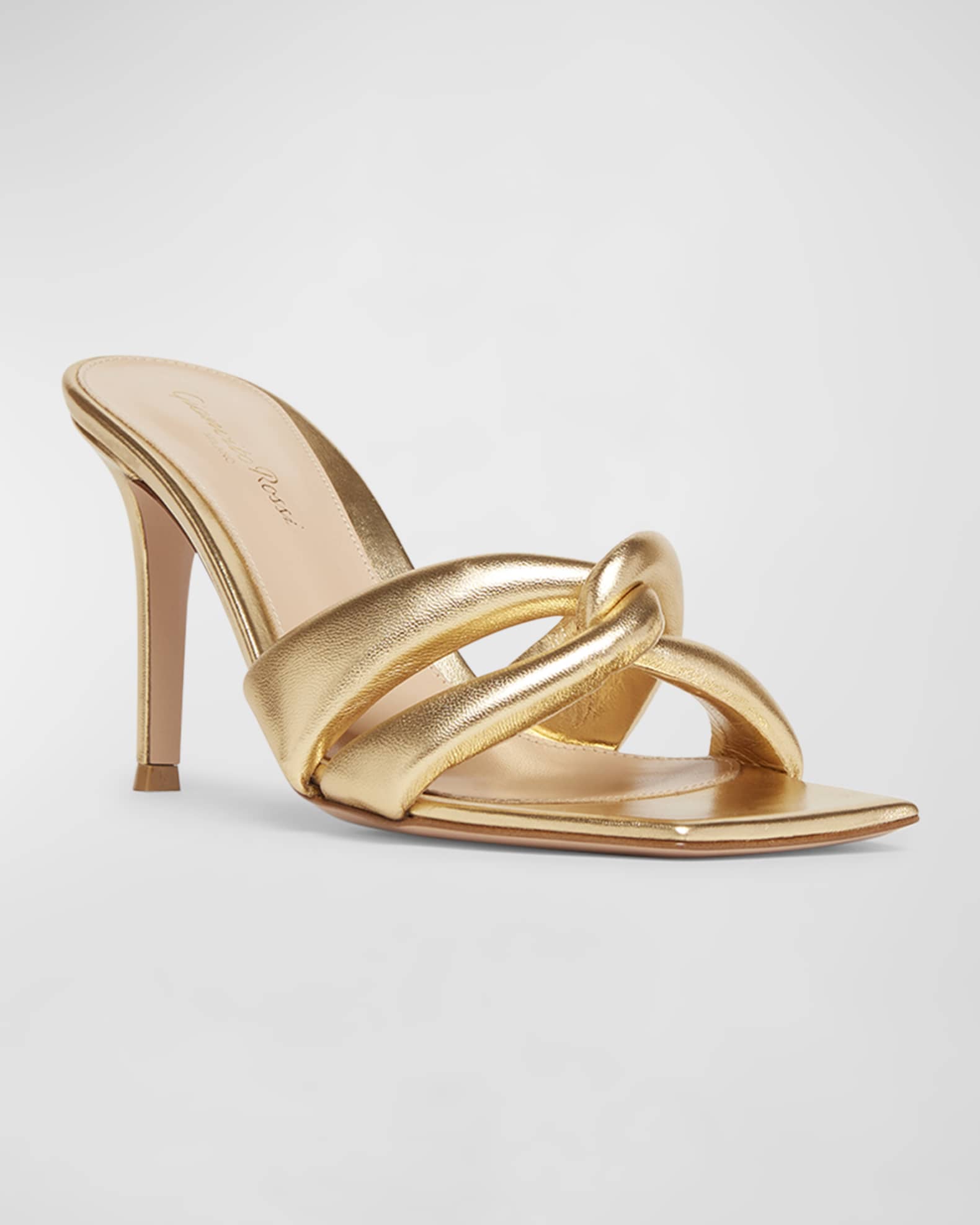 Gianvito Rossi Metallic Twist Stiletto Mule Sandals | Neiman Marcus