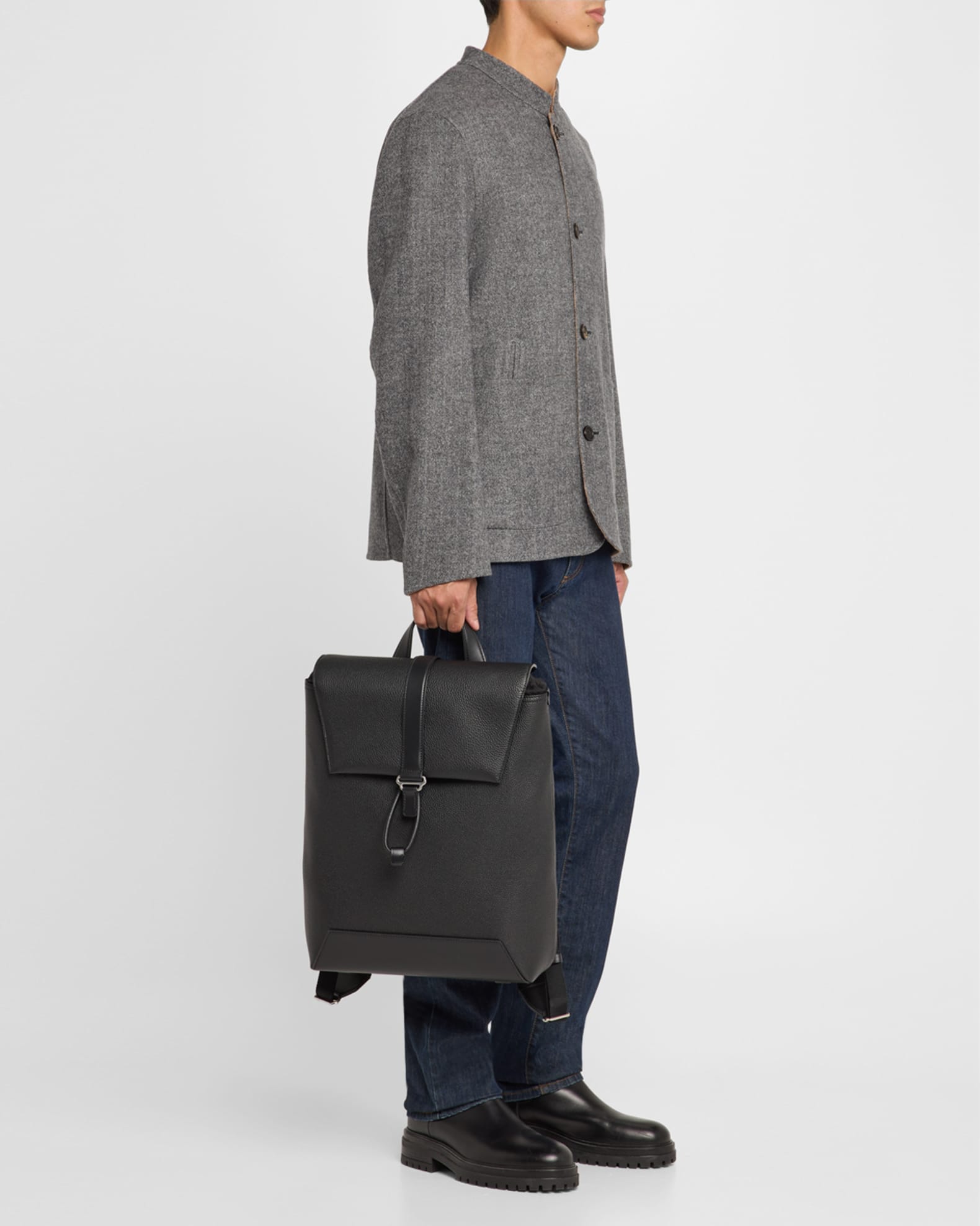 dunhill Men's 1893 Harness Flap Leather Backpack | Neiman Marcus