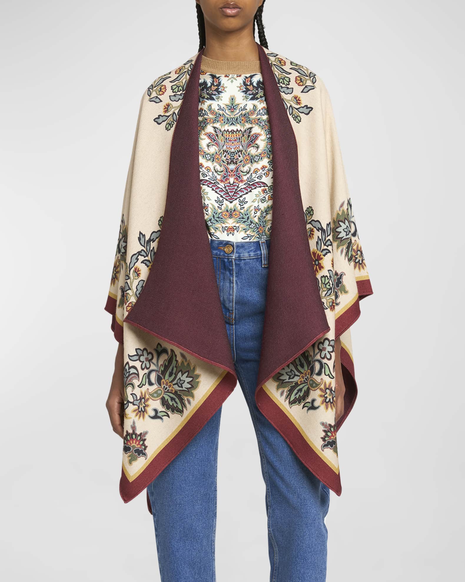 Etro White Blossom Cape | Neiman Marcus