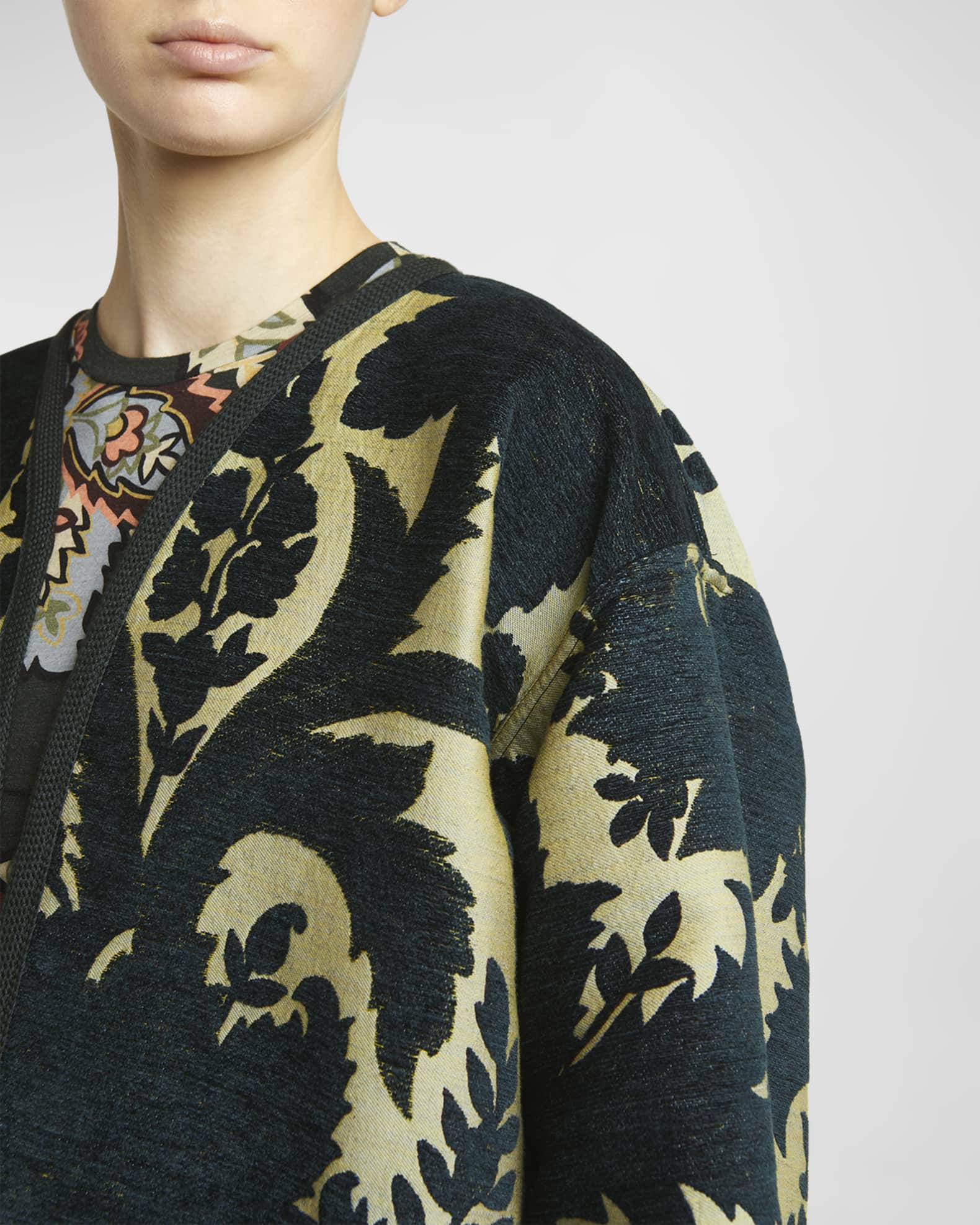 Etro Kesa Reversible Blossom Paisley Intarsia Cardigan | Neiman Marcus