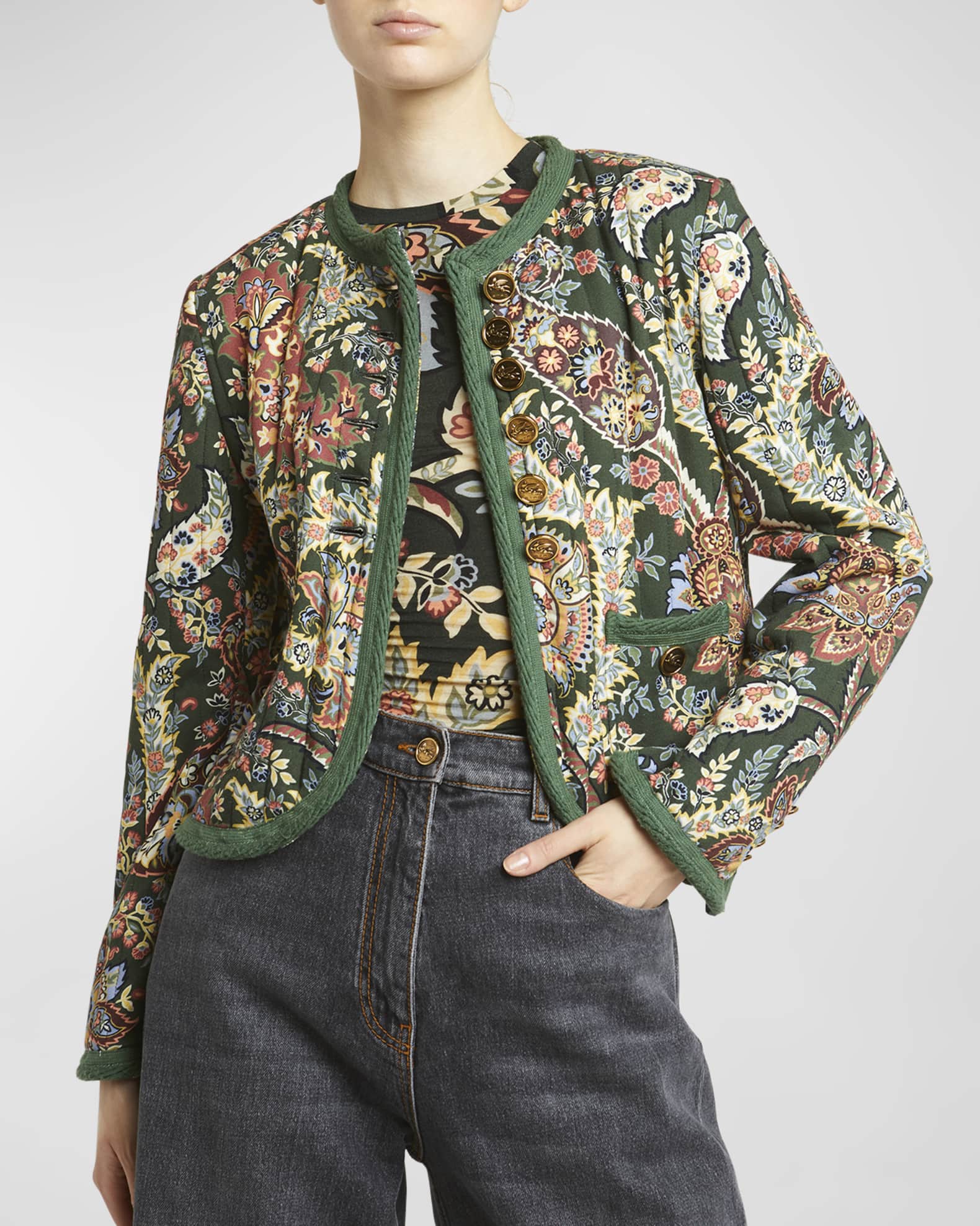 Etro Blossom Paisley Quilted Jacket | Neiman Marcus