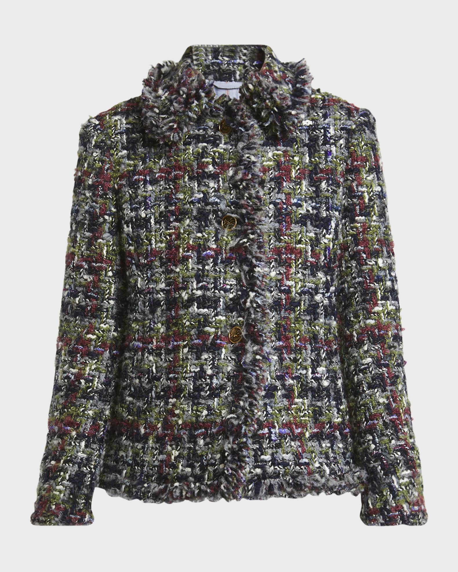 Etro Textured Fringe Metallic Tweed Coat | Neiman Marcus