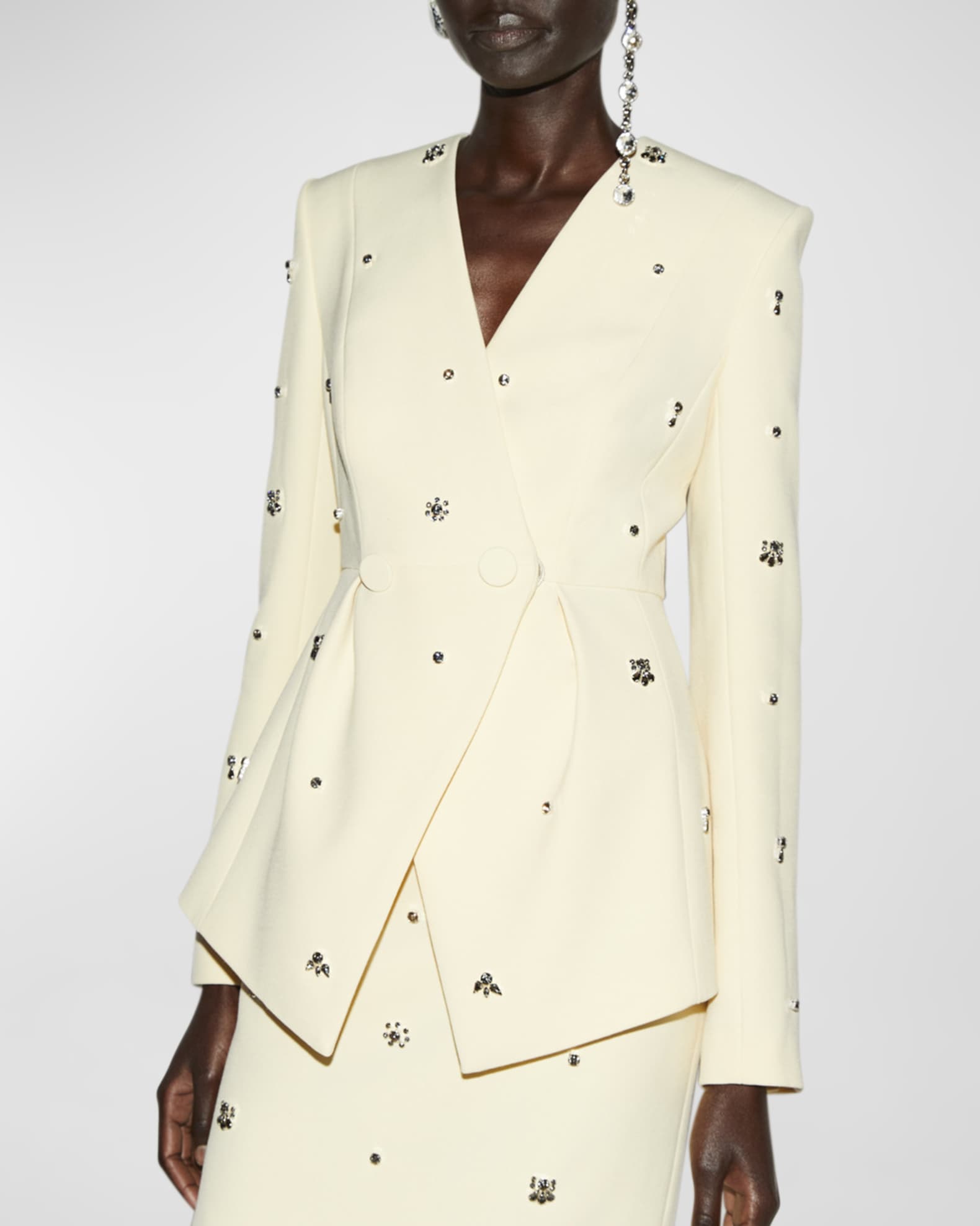Huishan Zhang Milo Crystal Double-Breasted Jacket | Neiman Marcus