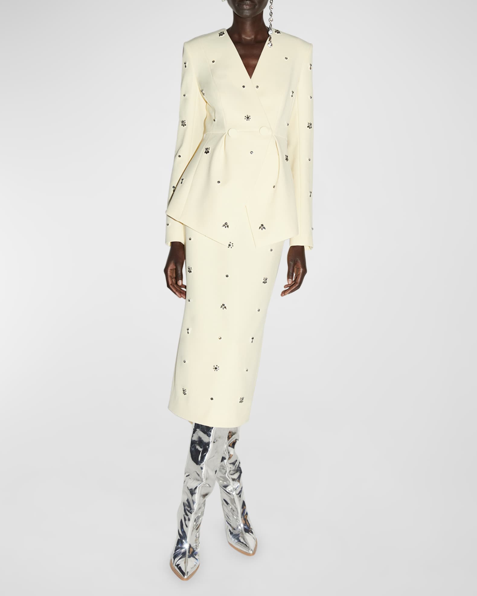 Huishan Zhang Milo Crystal Double-Breasted Jacket | Neiman Marcus