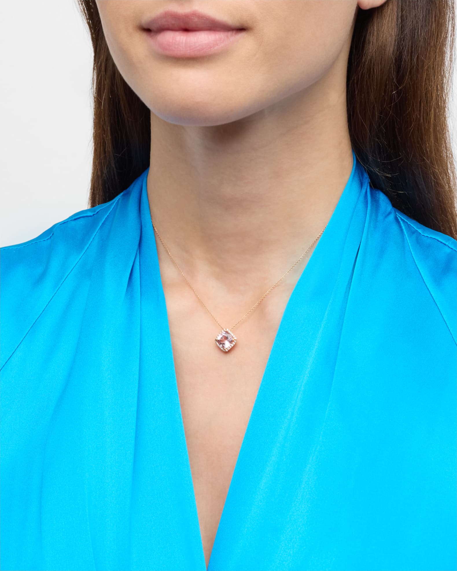 Lisa Nik Rocks 18K Rose Gold Petite Cushion Cut Pink Morganite and ...