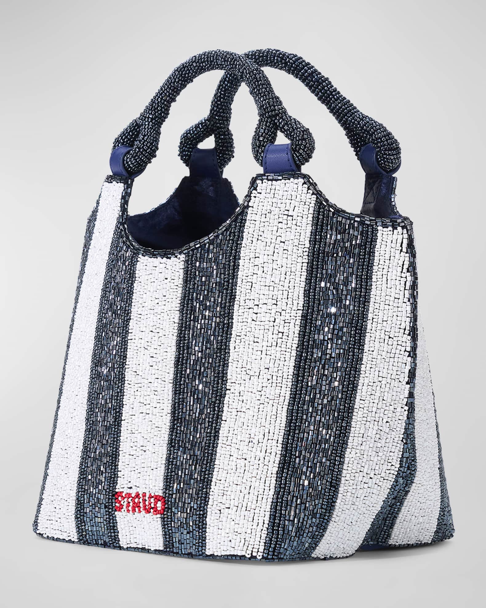 STAUD Cote Stripe Beaded Top-Handle Bag | Neiman Marcus