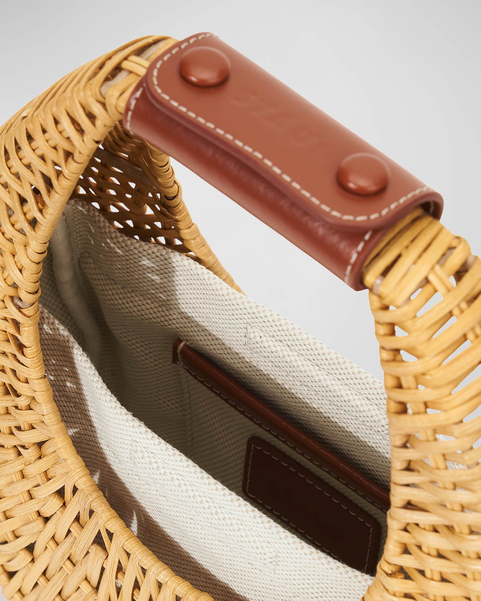 STAUD Moon Mini Wicker Top-Handle Bag | Neiman Marcus