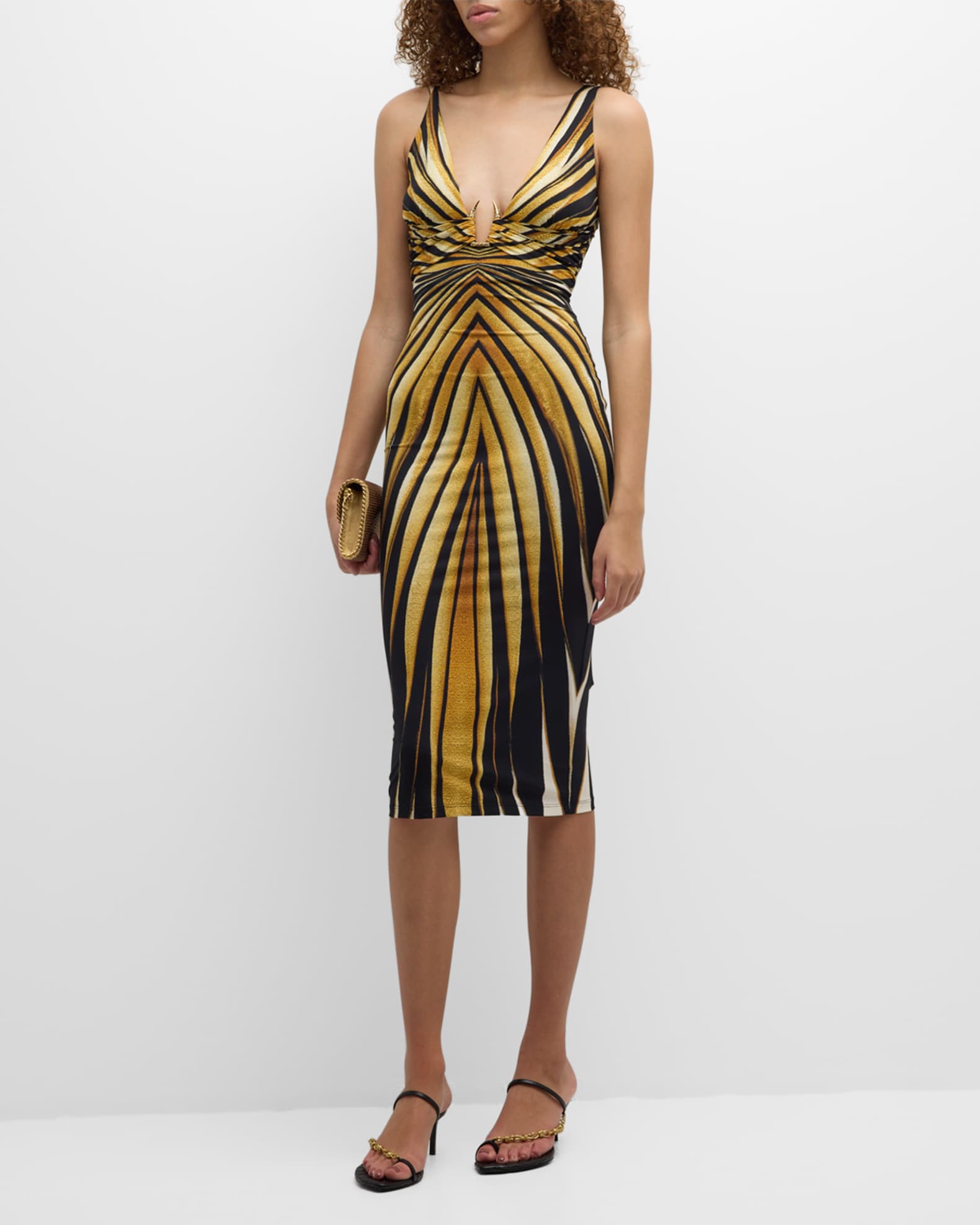 Roberto Cavalli Printed Midi Dress | Neiman Marcus