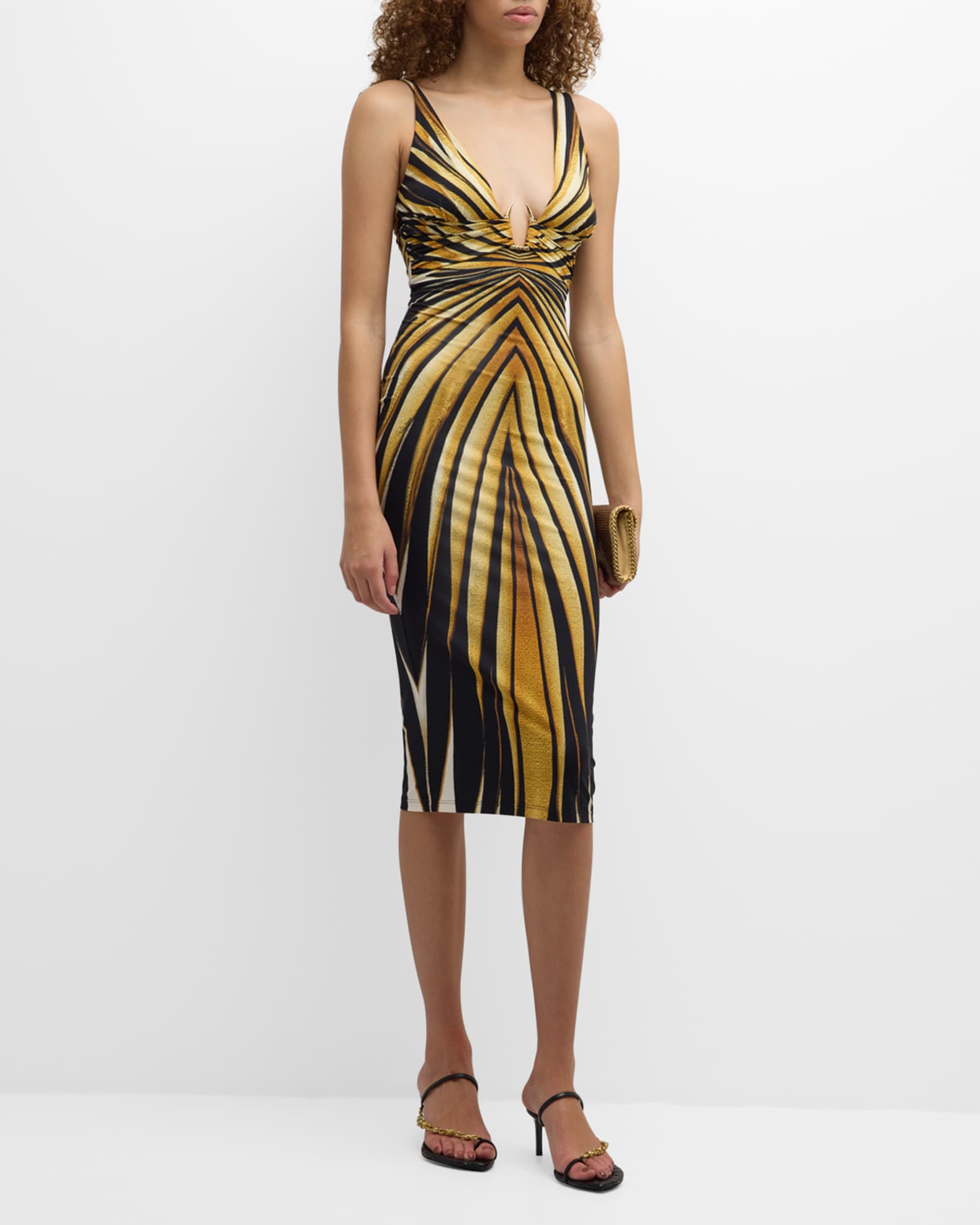 Roberto Cavalli Printed Midi Dress | Neiman Marcus