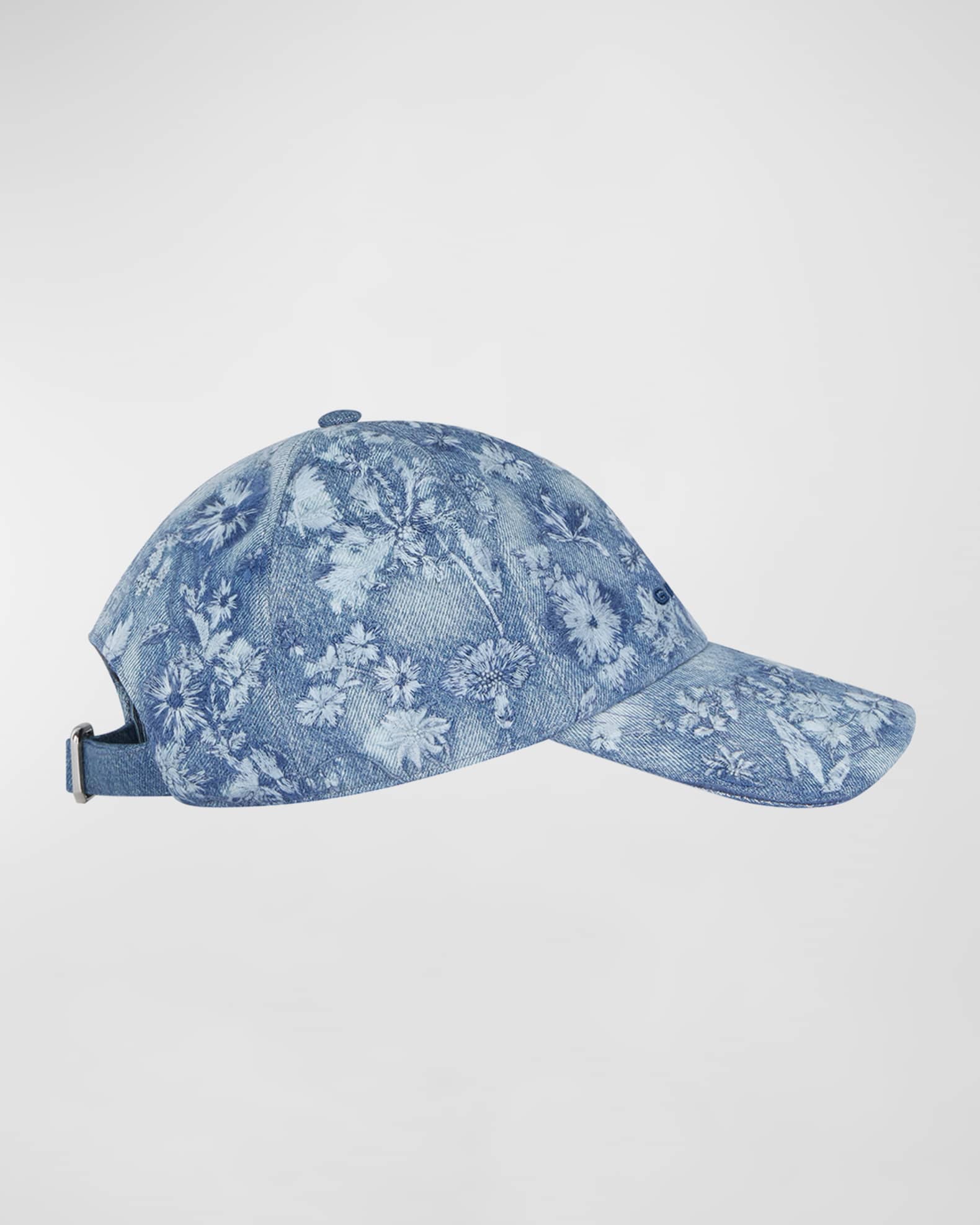 Givenchy Embroidered Floral Denim Baseball Hat | Neiman Marcus