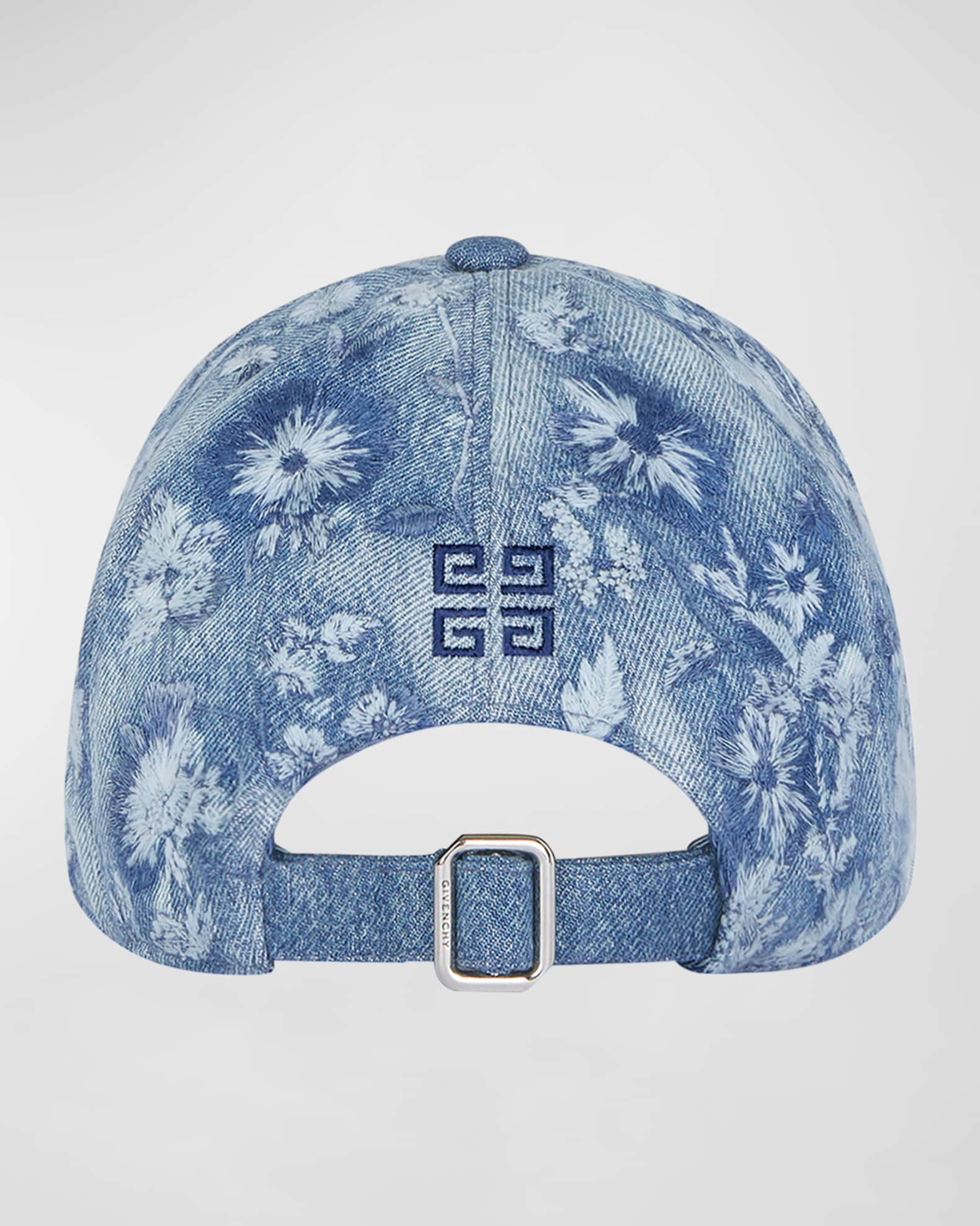 Givenchy Embroidered Floral Denim Baseball Hat | Neiman Marcus