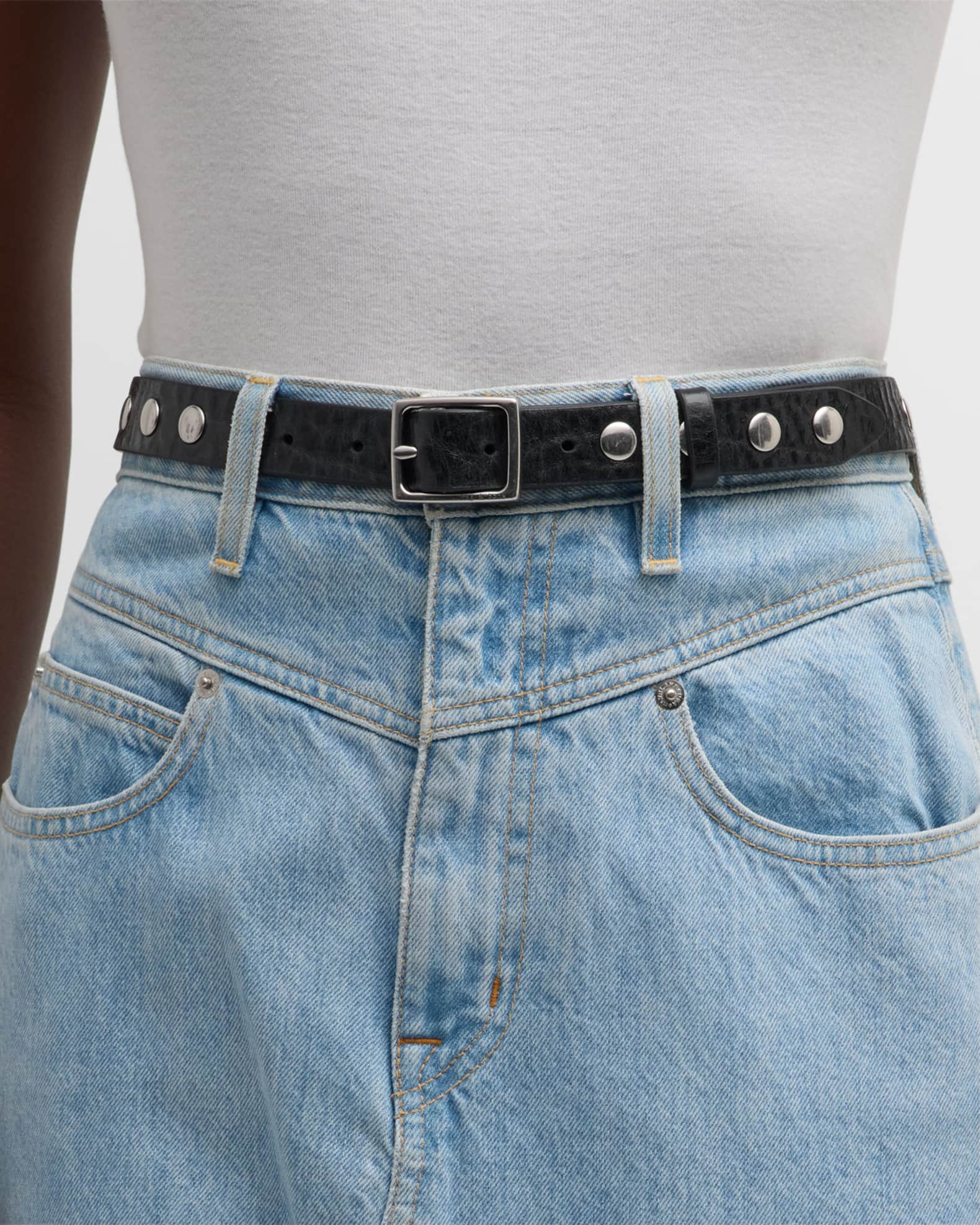 Rag & Bone Studded Baby Boyfriend Leather Belt | Neiman Marcus