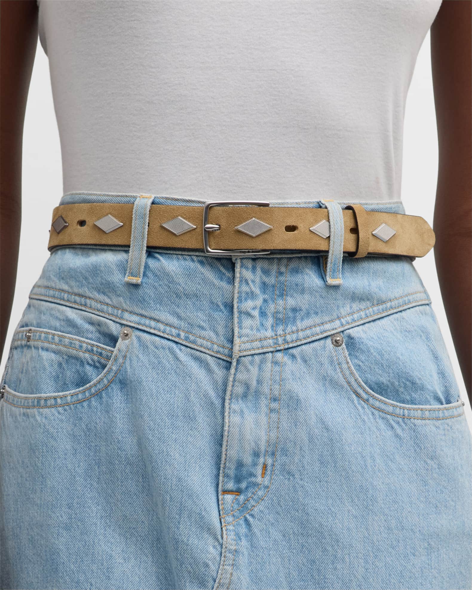 Rag & Bone Colin Suede Studded Belt | Neiman Marcus