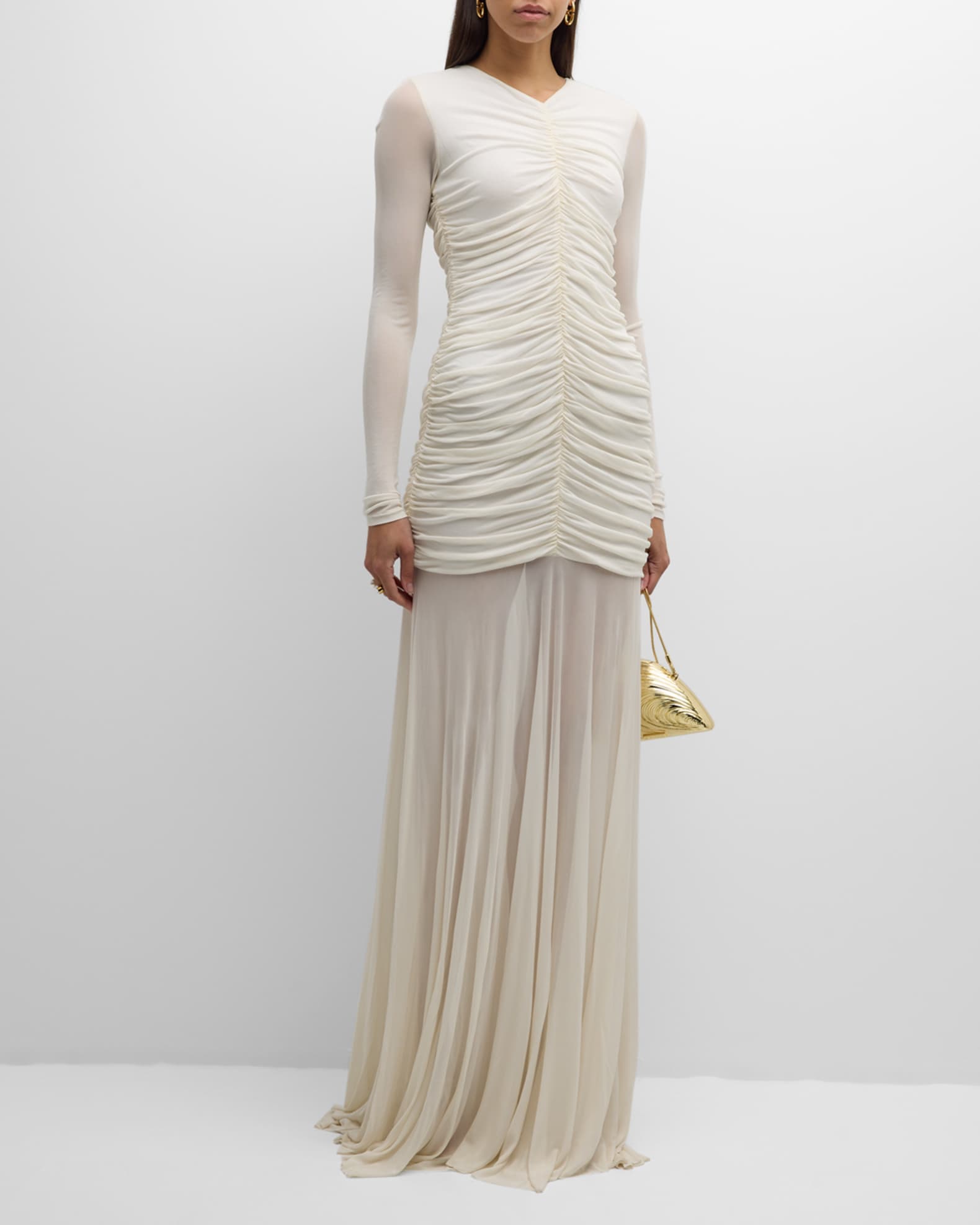 A.L.C. Fawn Ruched Column Gown | Neiman Marcus