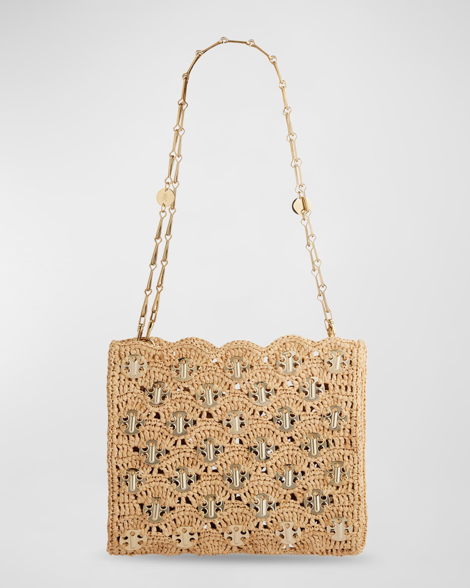 Rabanne 1969 Square Raffia Shoulder Bag | Neiman Marcus